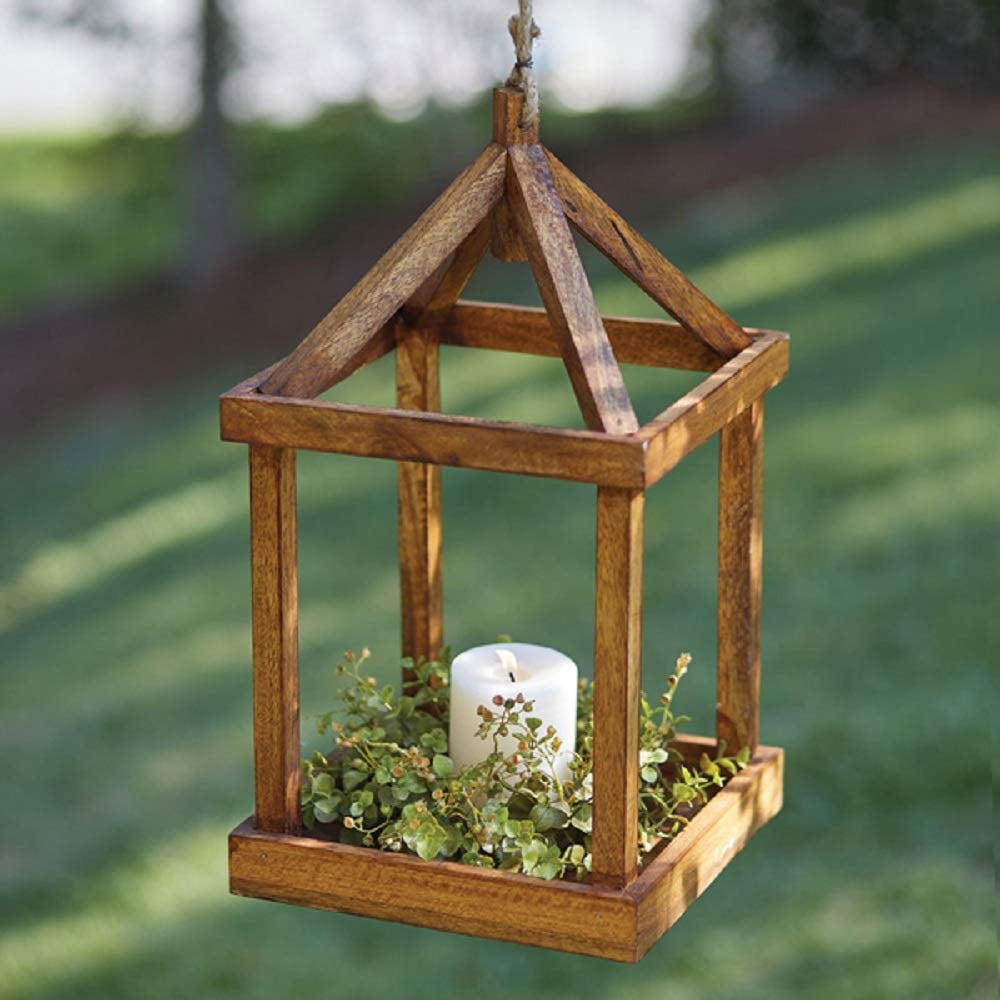 CTW Home Collection 370434 Simple Open Lantern, 18-inch Height, Wood ...