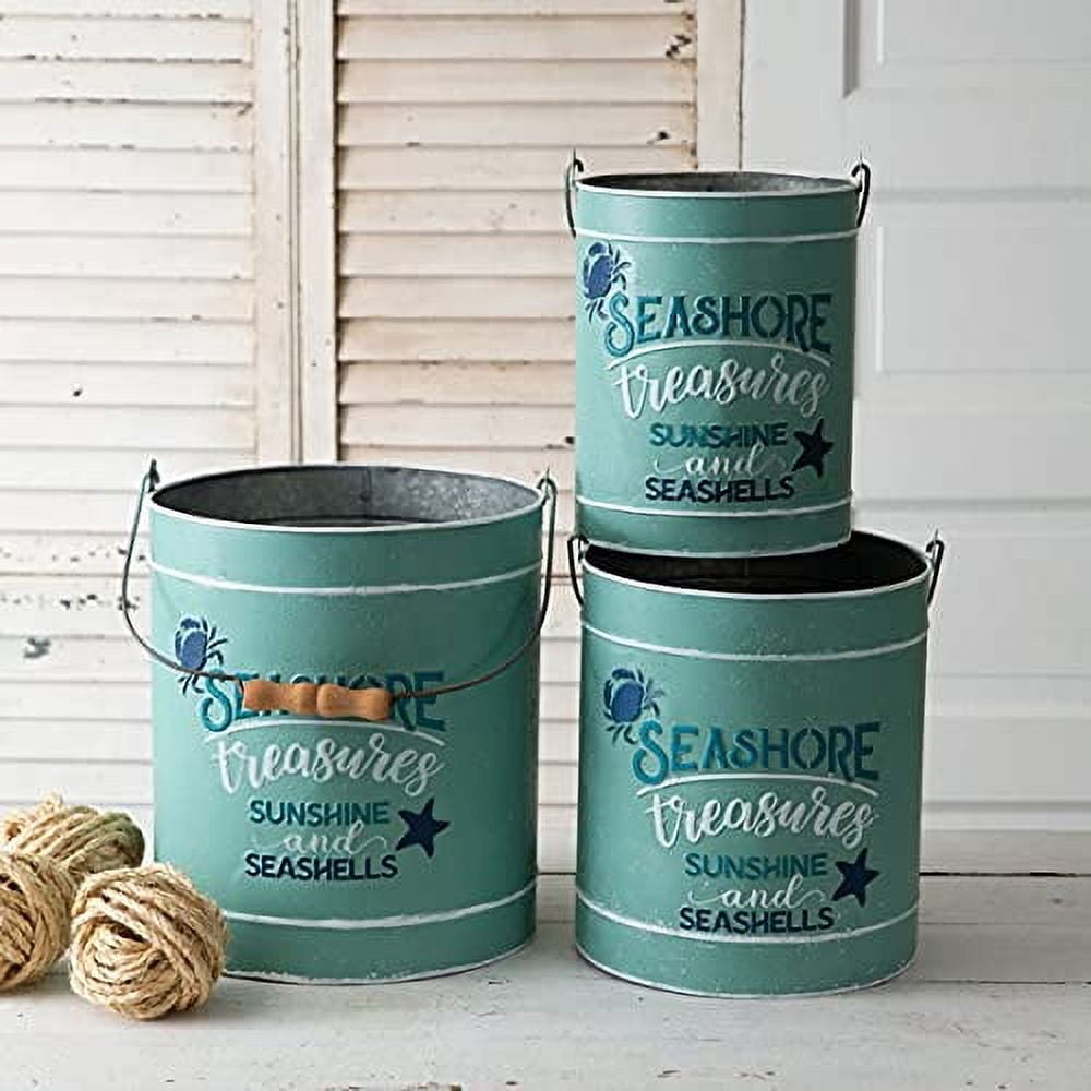 CTW Home Collection 440089 Set of Three Seashore Treasures Galvanized ...