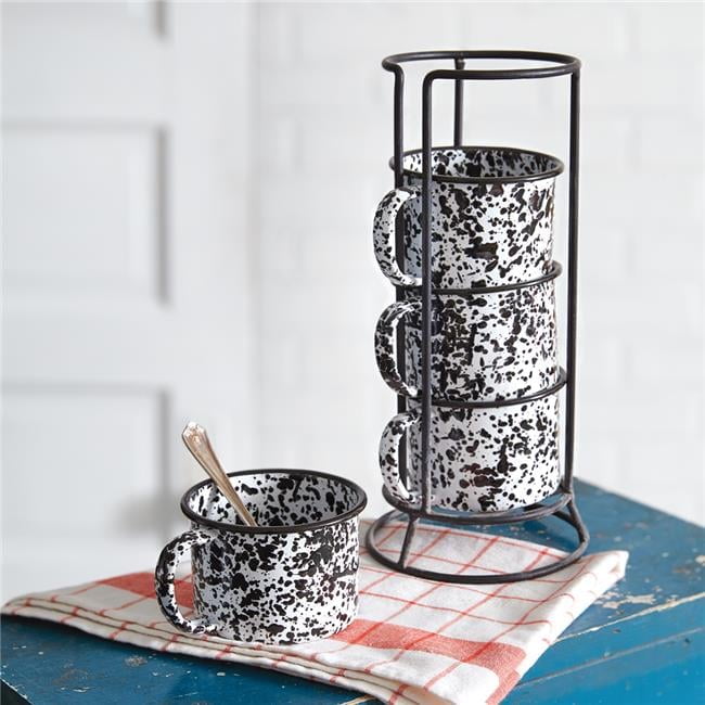 CTW Home Collection 440423 Mug Tower with Four Splattered Enamel Mugs ...