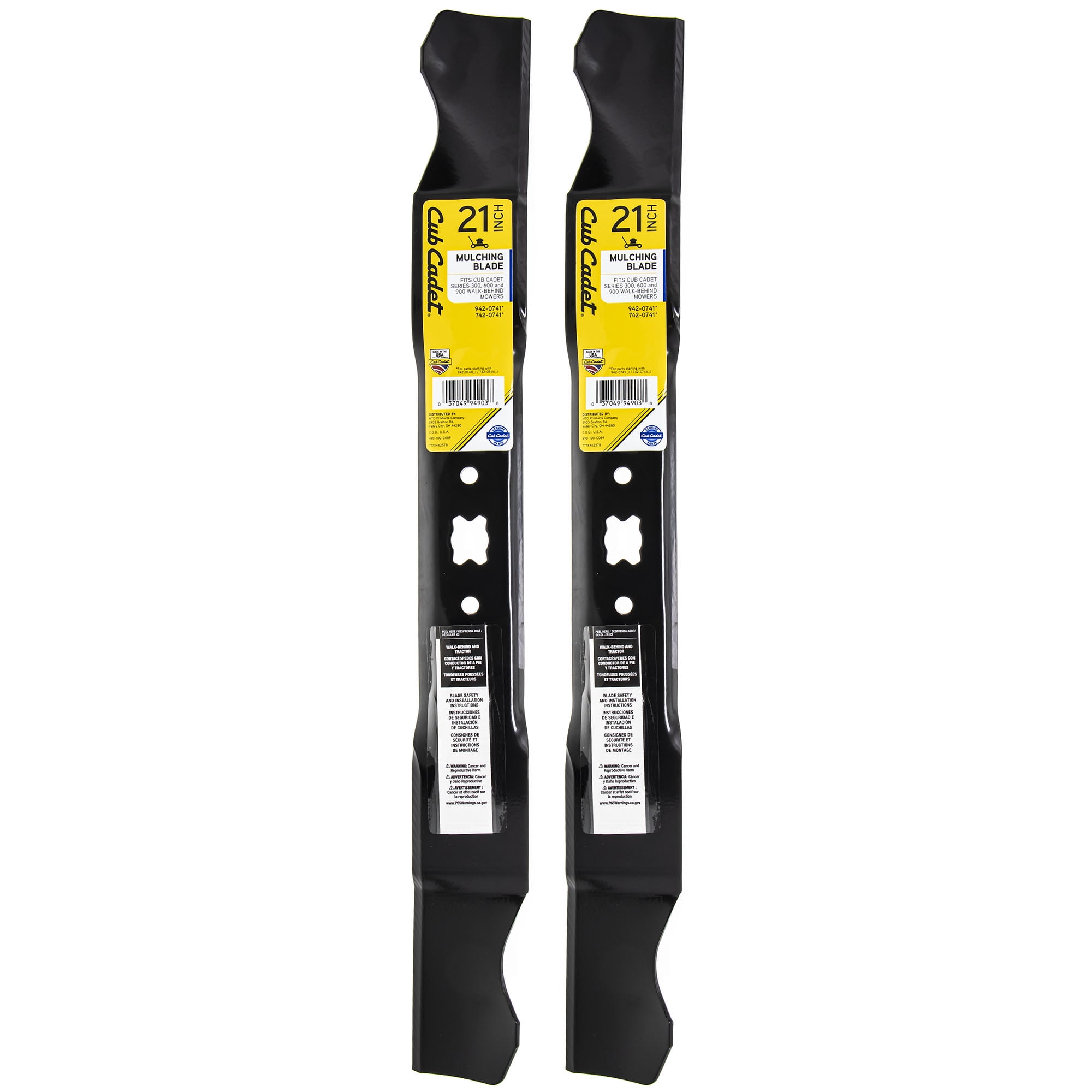 CUB CADET 490-100-C089 21" Mulching Blades 2-Pack SC100 SC300 SC500 ...