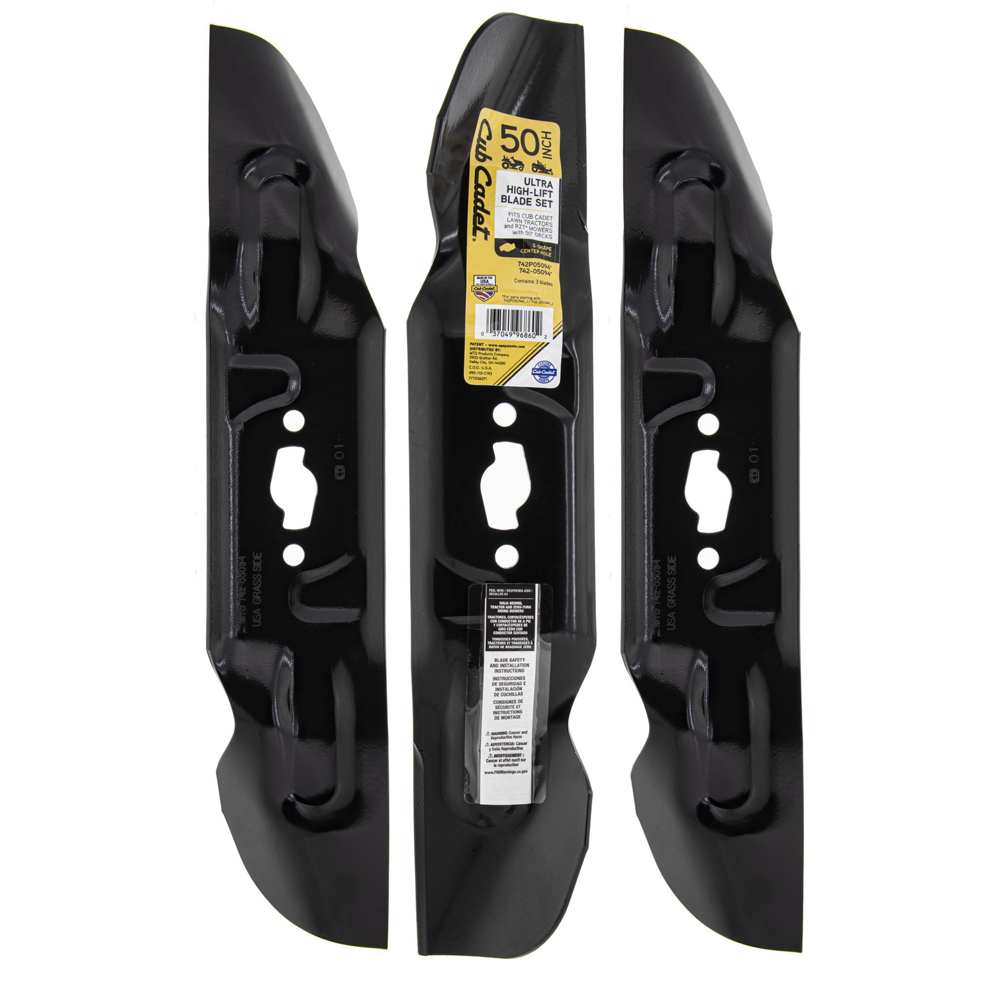 "CUB CADET Ultra High-Lift Blade Set, OEM Part 490-110-C193 for 50 ...