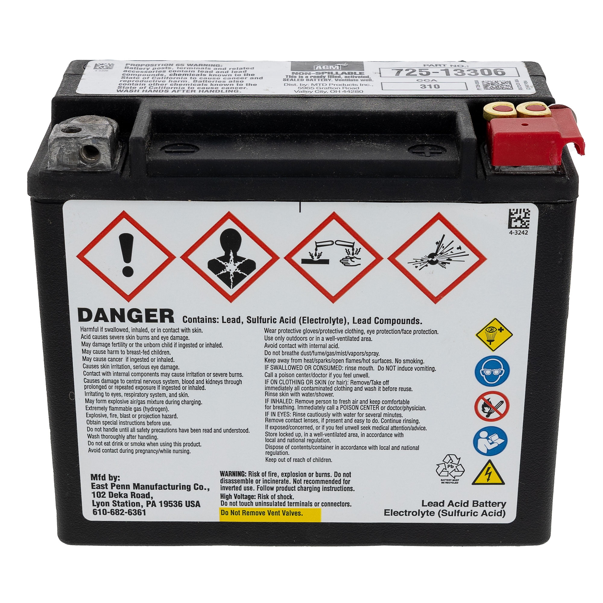 CUB CADET 725P13306 Battery 300 Cca Z SDL Pro Dually 972 - Walmart.com