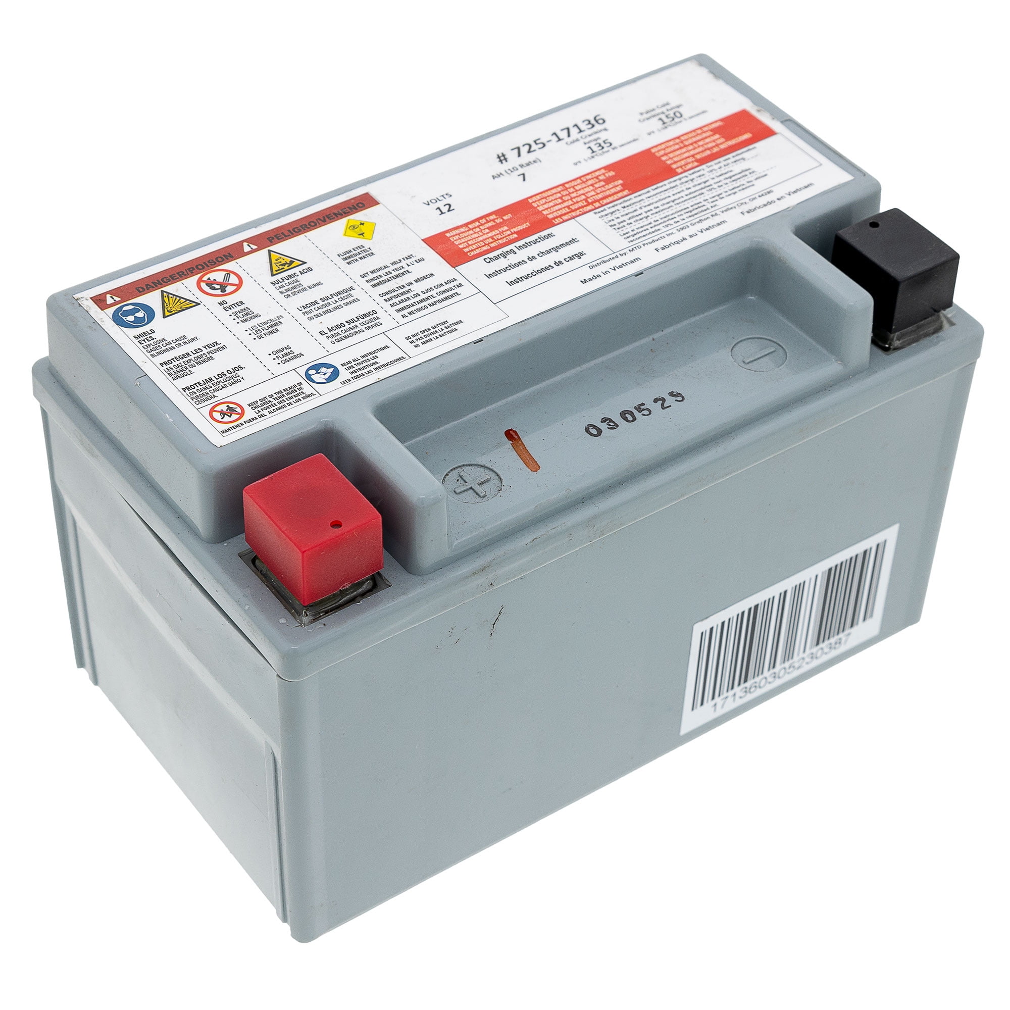 CUB CADET 725P17136 Battery AGM 7AHR CC 30 H Hydro Mini Rider - Walmart.com