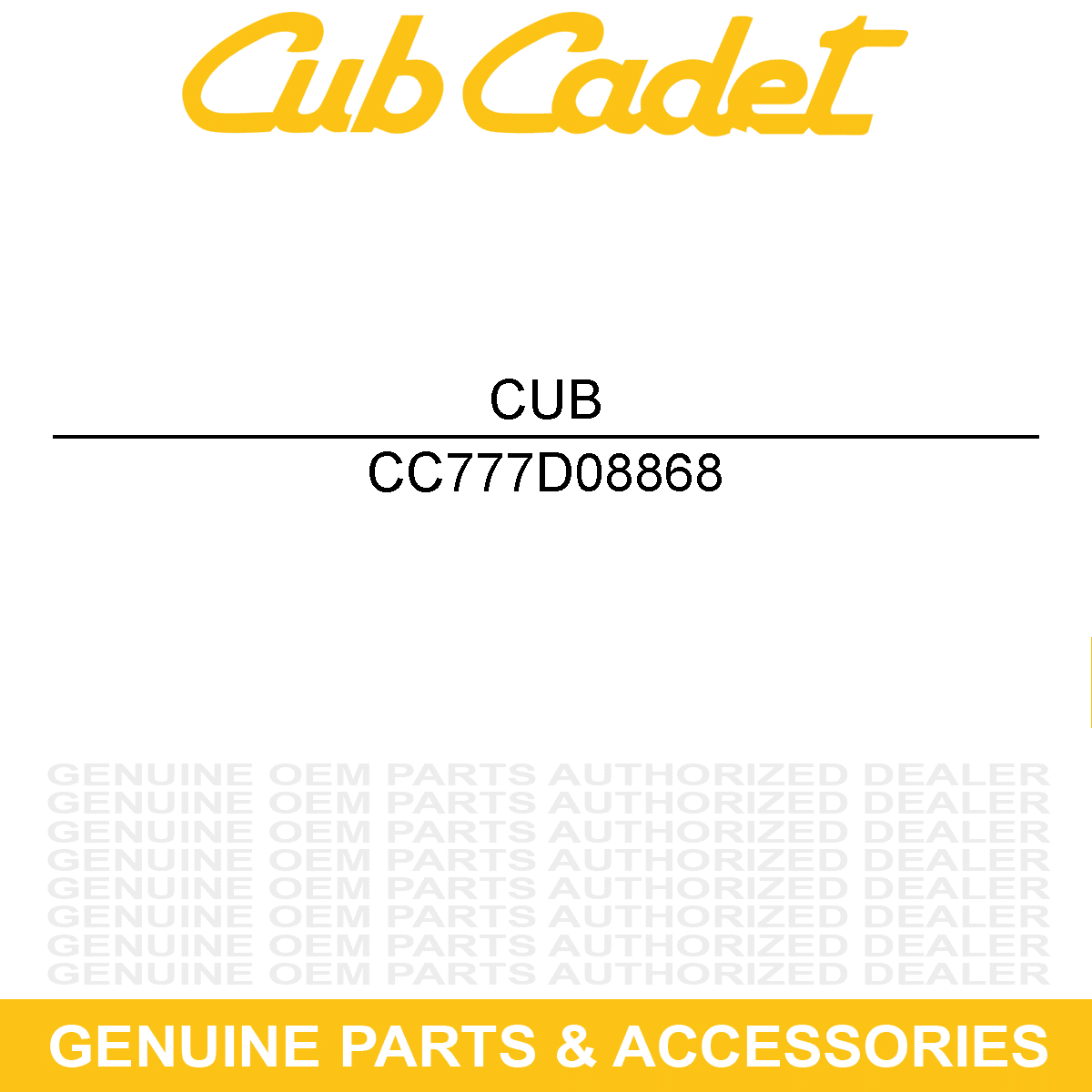 CUB CADET 777D08868 Label Model Gt 310 GT 3100 - Walmart.com