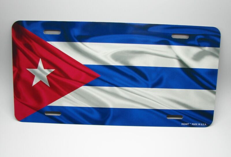 CUBA FLAG METAL CAR LICENSE PLATE.PLACA DE LICENCIA DE BANDERA CUBANA ...