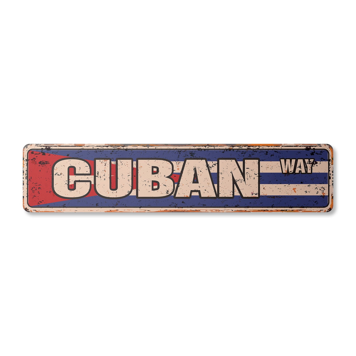 CUBAN FLAG Vintage Plastic Street Sign cuba national nation pride ...