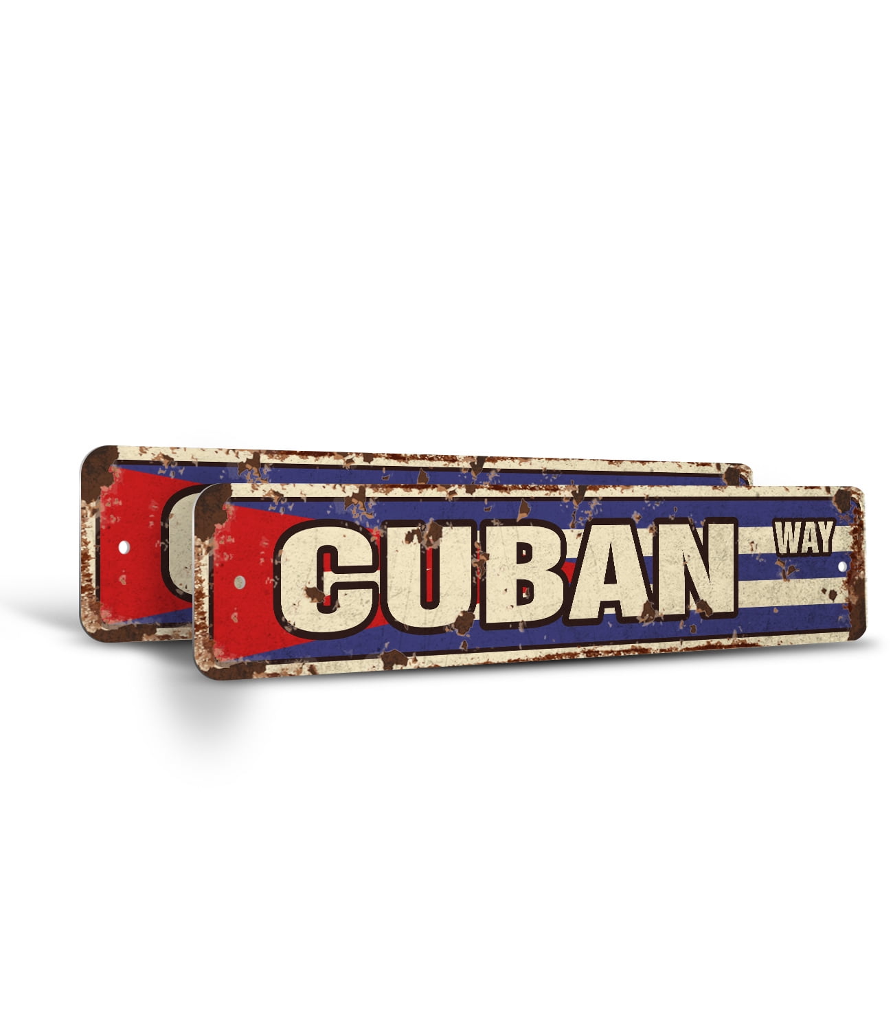 CUBAN FLAG Vintage Style Rustic Street Sign – (2 Pack) Cuba National ...