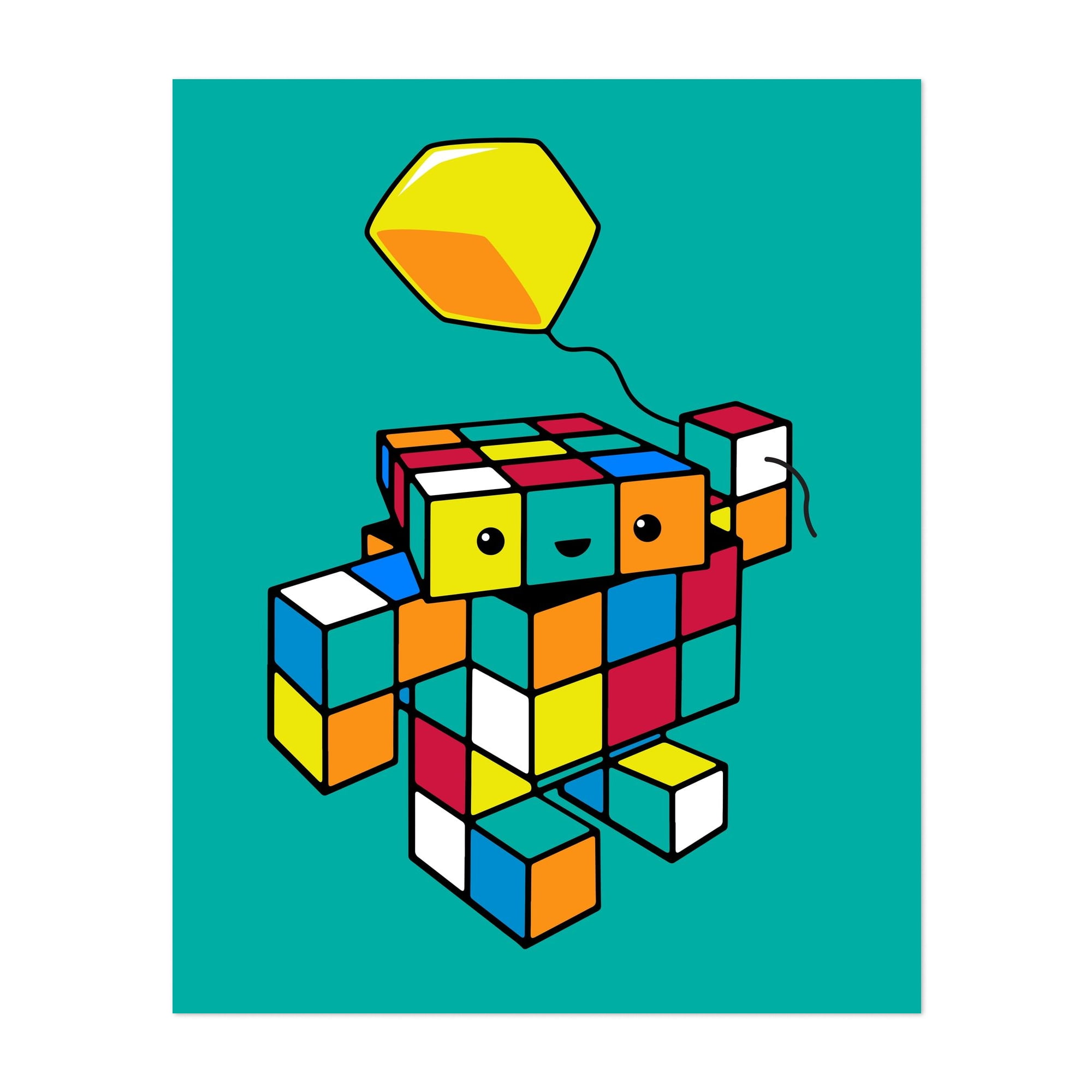 CUBE WITH A CUBE - Illustration Modern Art Pop Art Geometric Humor ...