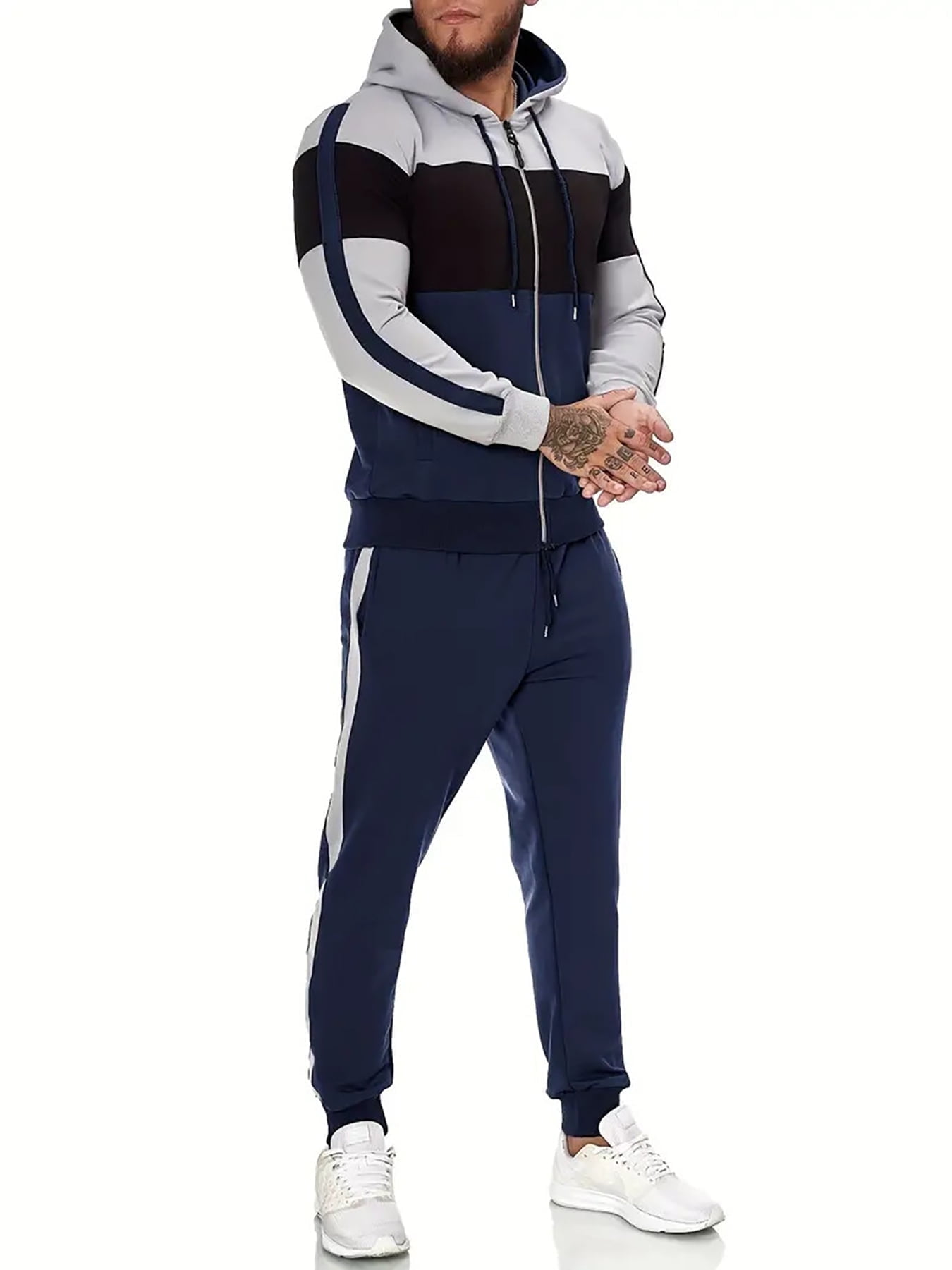 CUBECIRCLE Sweatsuits for Men Set 2 piece Athletic Jogging Suits Zip up ...