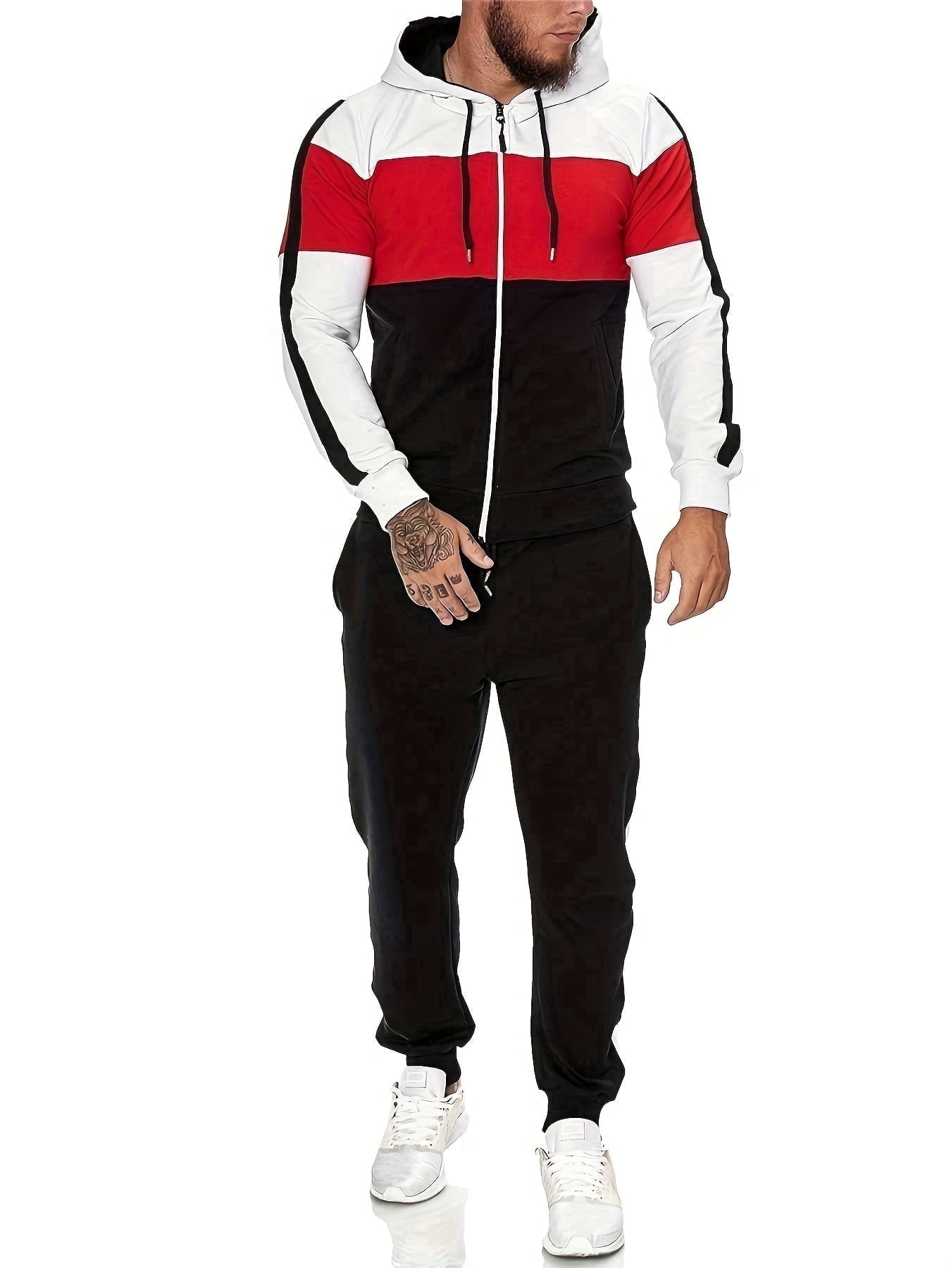 CUBECIRCLE Sweatsuits for Men Set 2 piece Athletic Jogging Suits Zip up ...