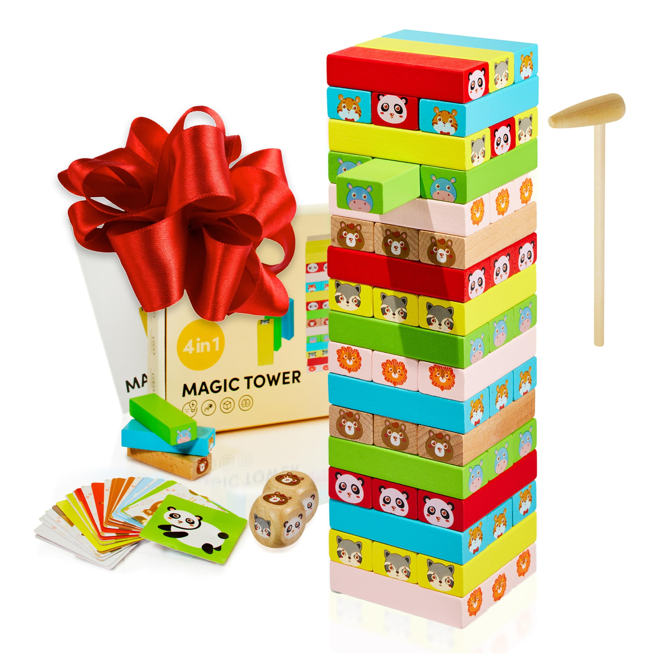 CUBIDI Original Wooden Stacking Tumbling Tower Game That Promotes ...