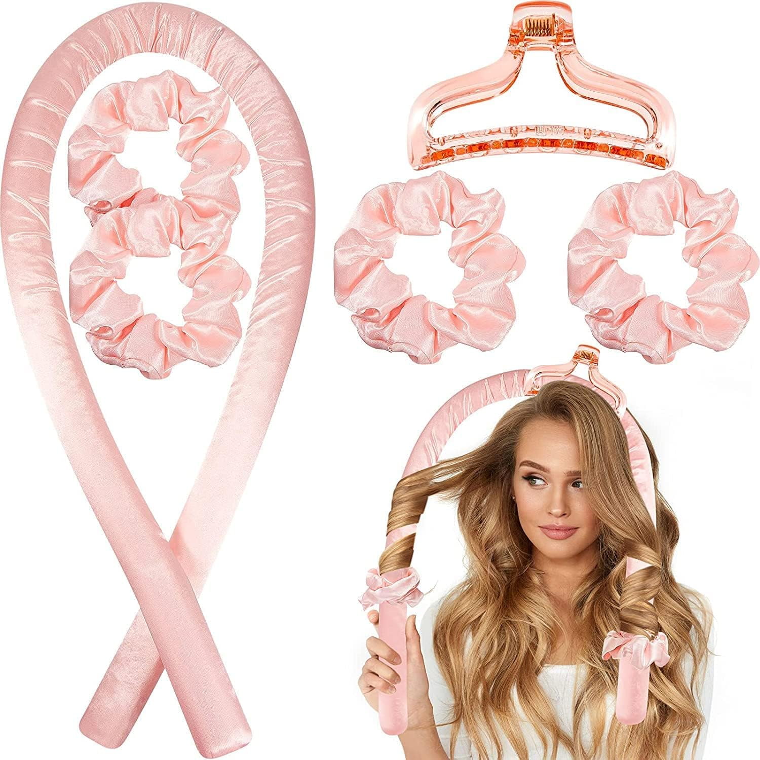 CUBIZ Heatless Hair Curler Woman No Heat Curlers for Long Hair Satin ...