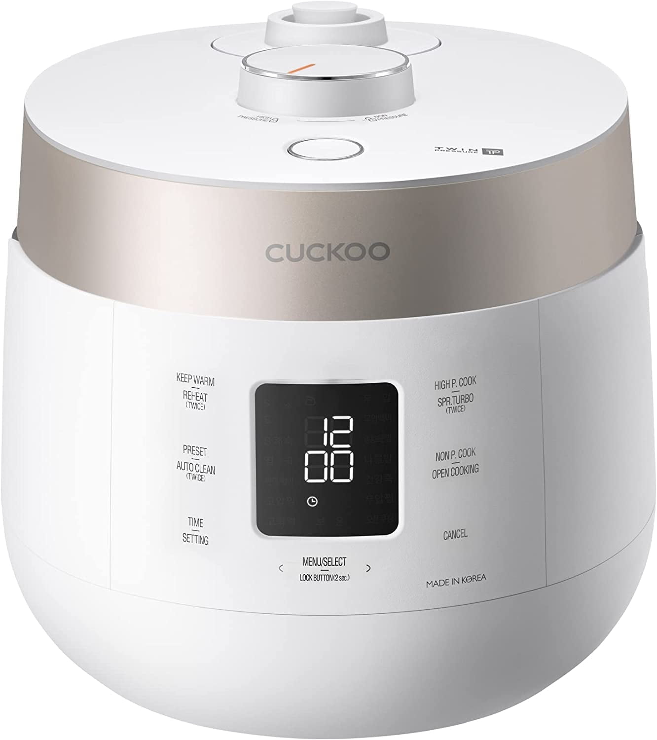 CUCKOO HP Twin Pressure Rice Cooker 16 Menu Options: White, GABA ...