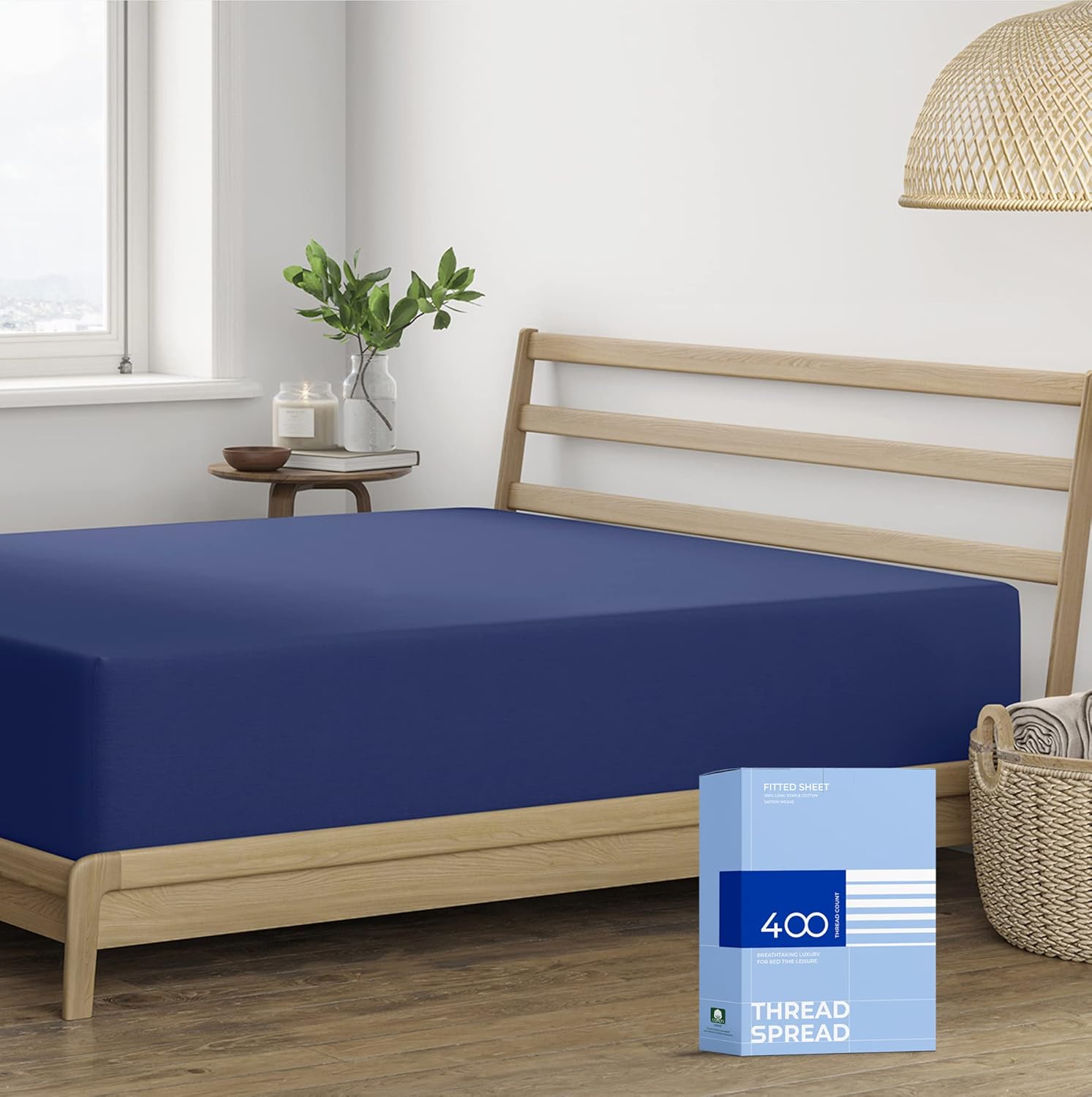 CUDUCA-100% Cotton Full Size Fitted Sheet Only - 400 Thread Count ...