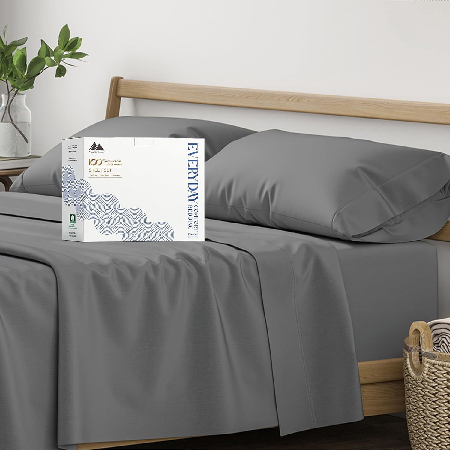 CUDUCA-100% Organic Cotton Sheets King Size - 4 PC Organic Cotton King ...