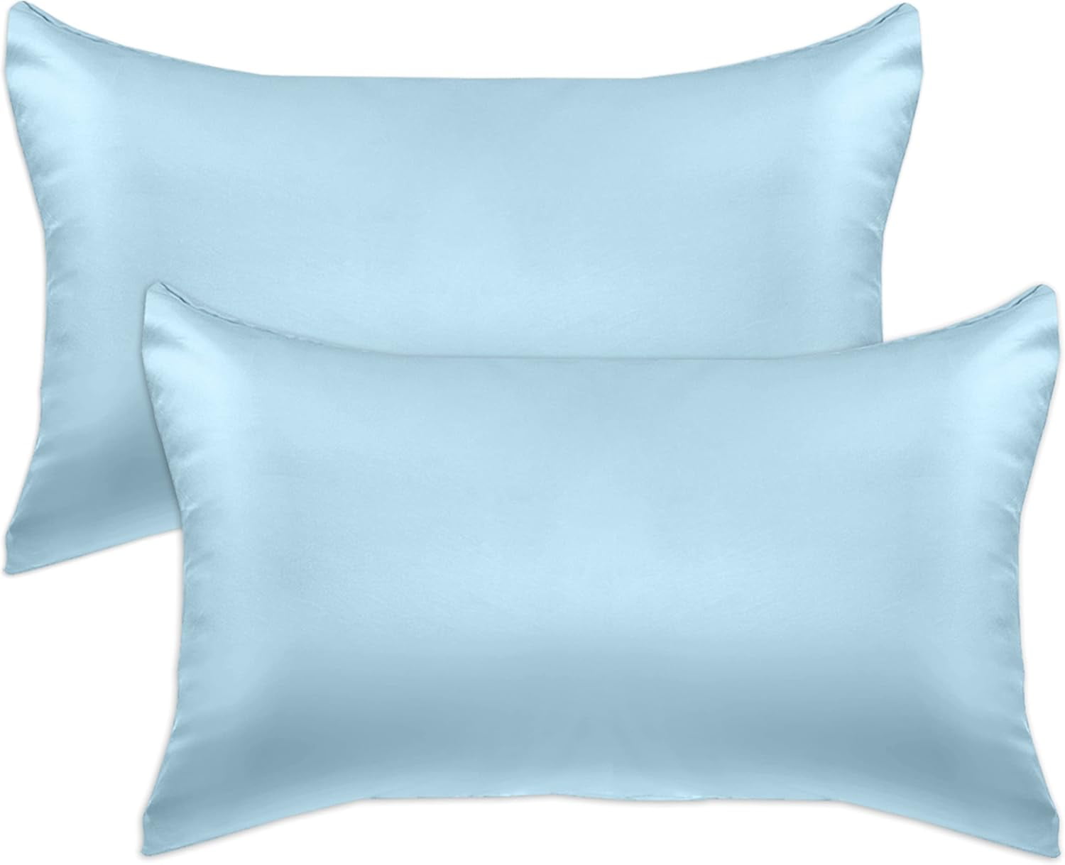 CUDUCA-2-Pack King Size Baby Blue Satin Pillowcase Set with Hidden ...