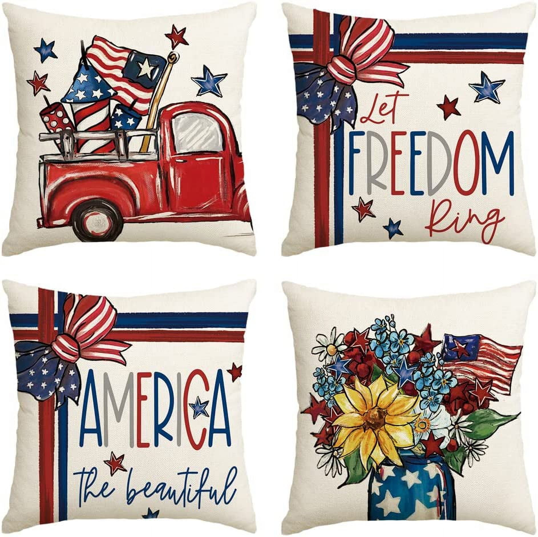 CUDUCA-America The Beautiful Let Freedom Ring Throw Pillow Covers, 20 x ...
