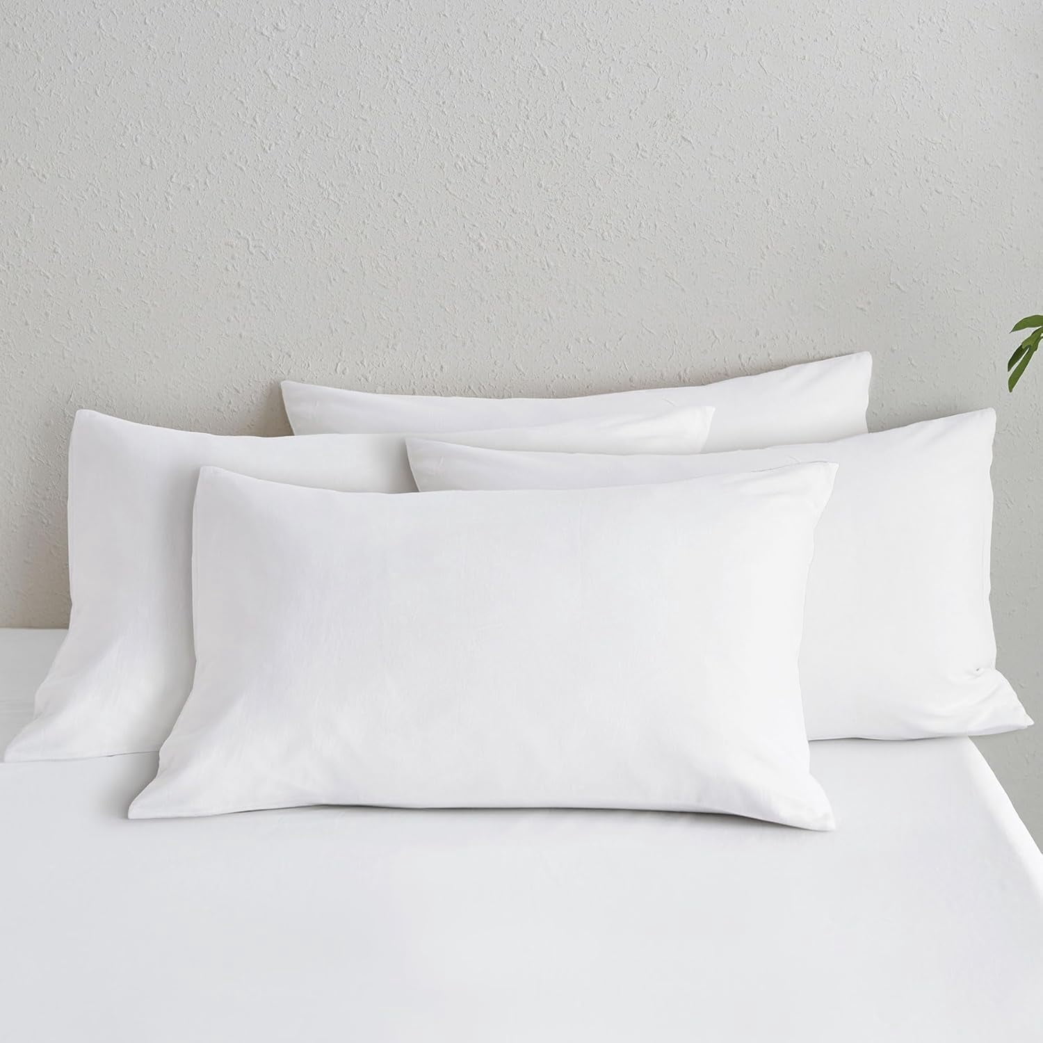 CUDUCA-Bedding Pillowcases Pack of 4 100% Washed Cotton Linen Like ...