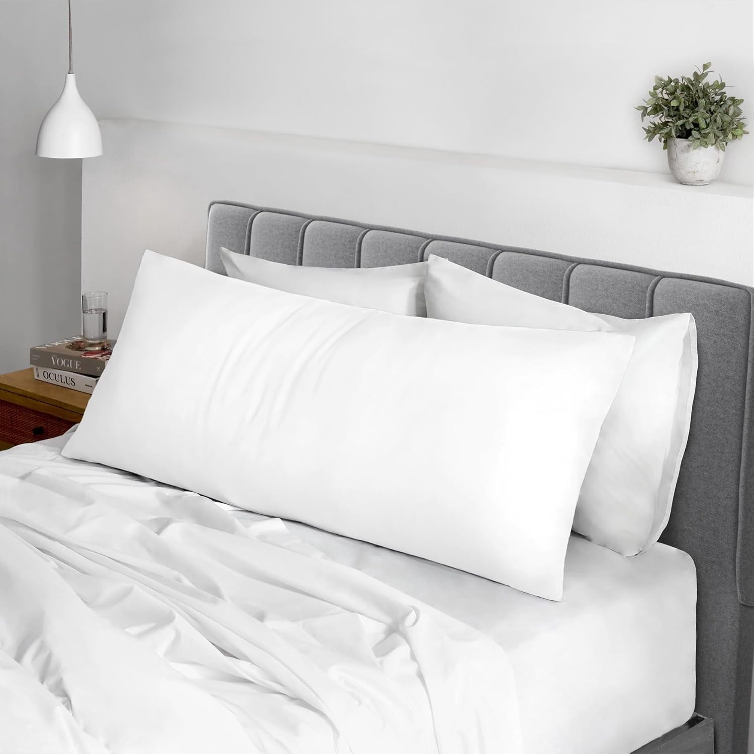 CUDUCA-Cotton Body Pillow Cover - White, 400 Thread Count 100% Long ...