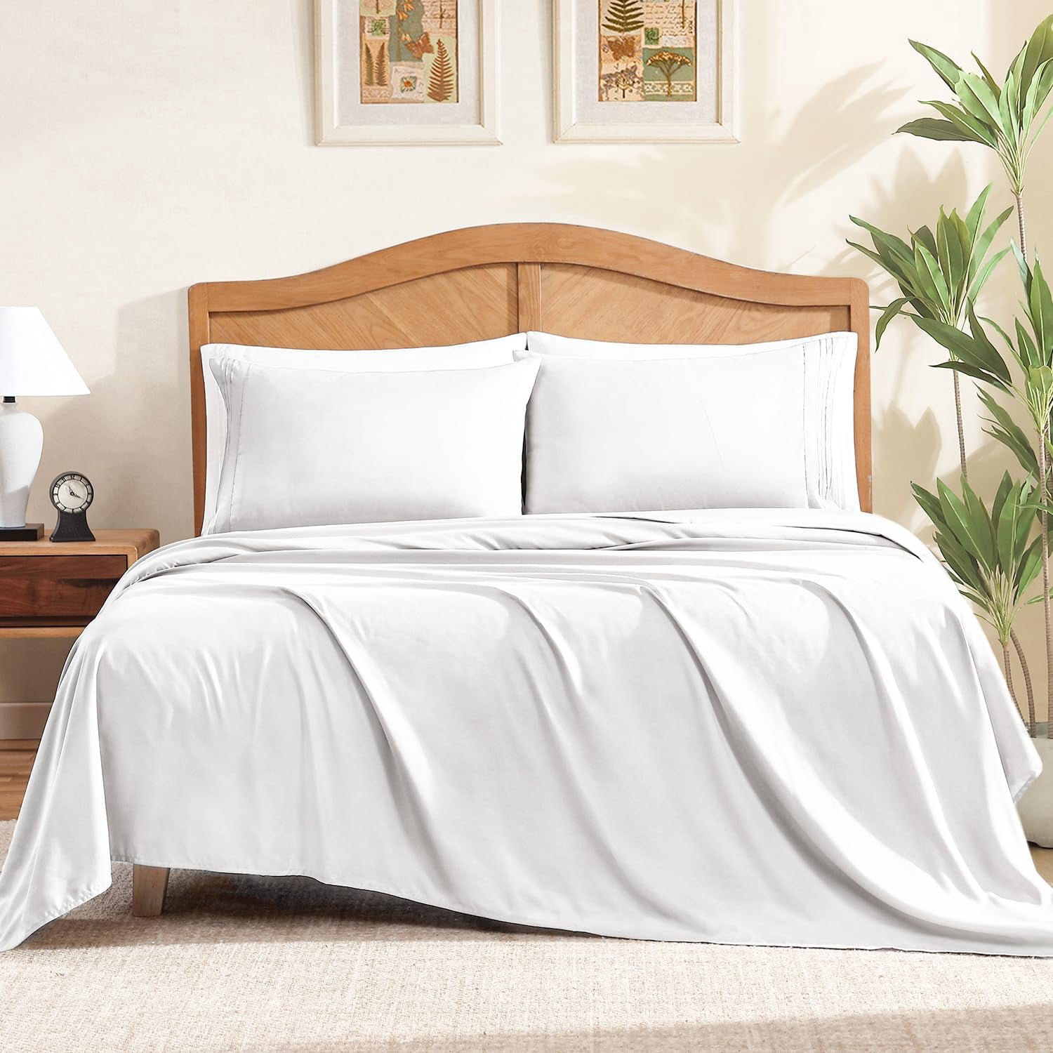 CUDUCA-Home Sheet Set Queen Size, 4-Piece Bedding, Lightweight & Super ...