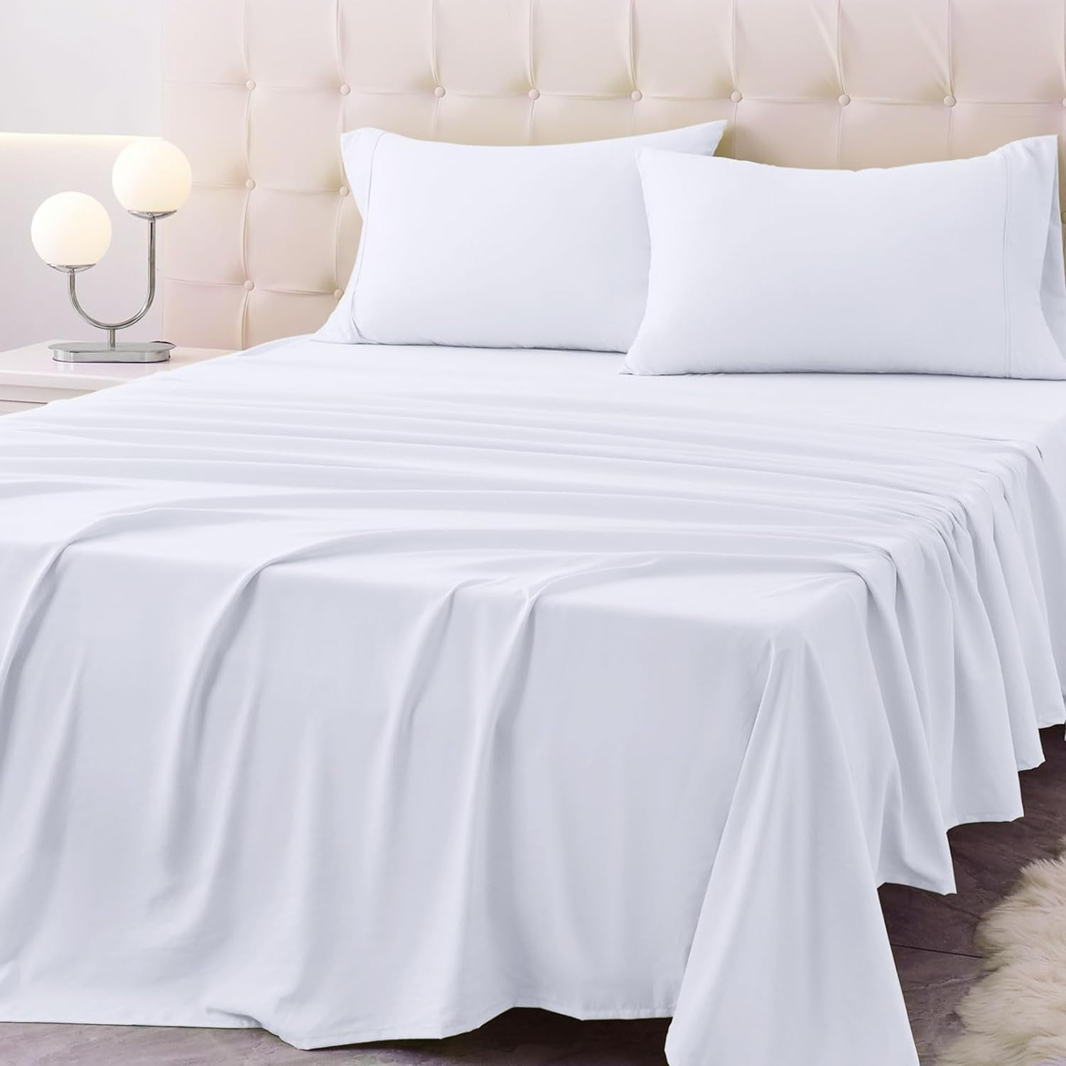 CUDUCA-King Size Bed Sheet Set - 4 Piece Soft Microfiber Sheets with ...