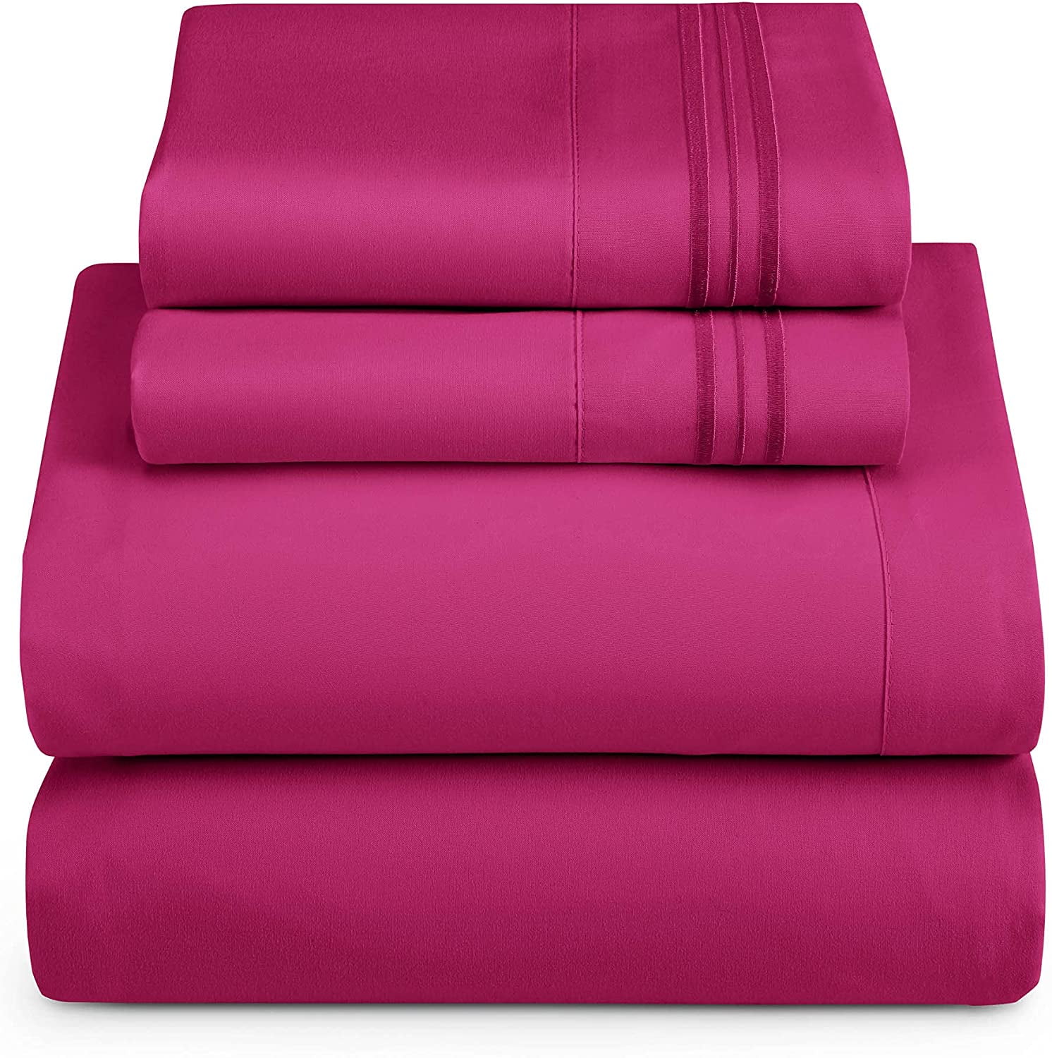 CUDUCA-King Size Sheets - 4 Piece Bed Sheet Set, Hotel Luxury Double ...