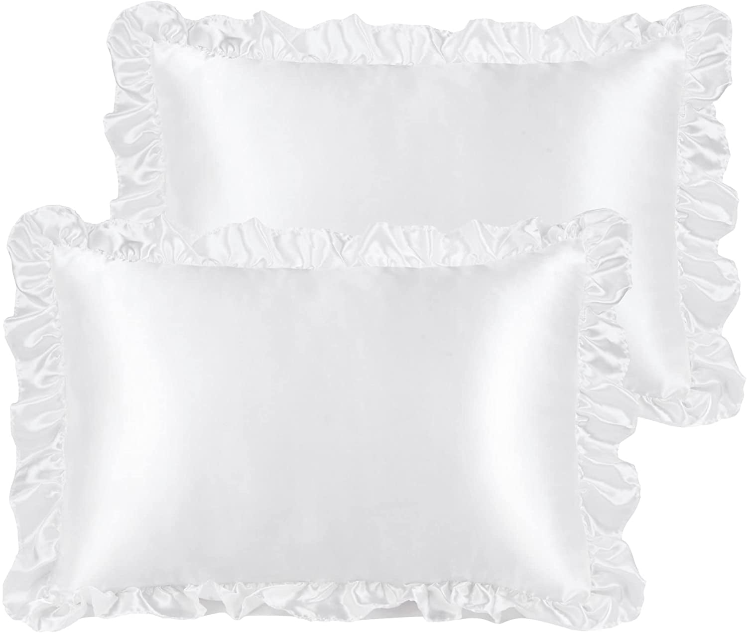 CUDUCA-Luxury Ruffled Pillow Shams Set of 2, Retro Silky Pillow Cover ...