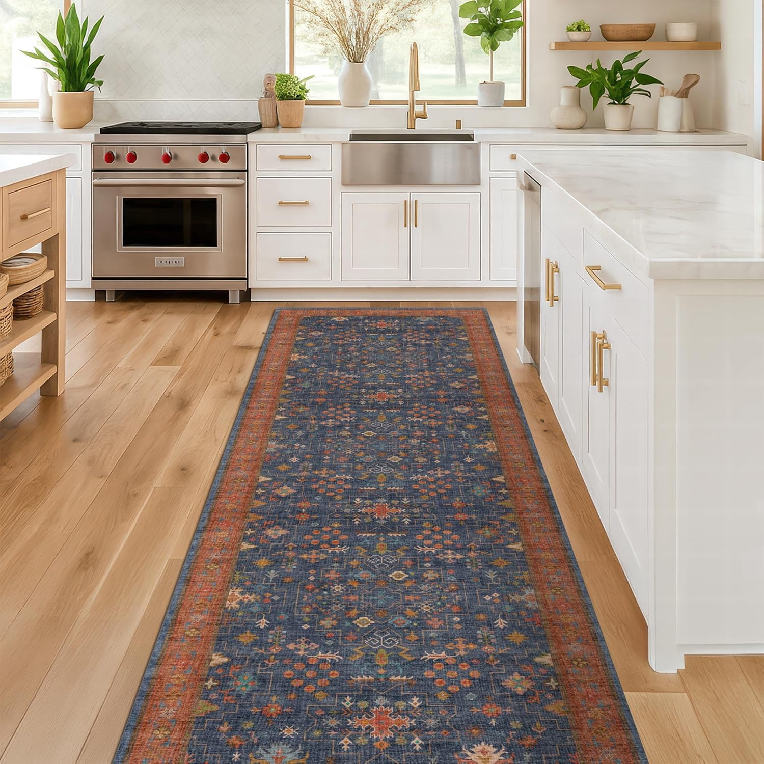 CUDUCA-Navy Blue Runner Rug 2x6 for Kitchen, Hallway, Mudroom, Laundry ...