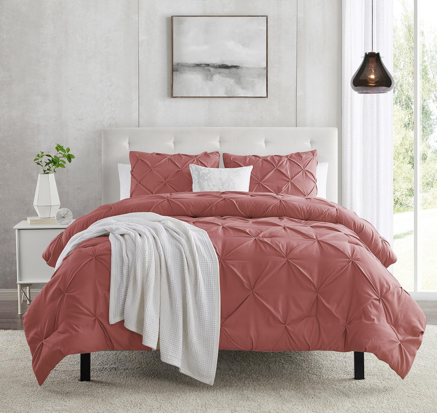 CUDUCA-Pink Clay Duvet Cover King Size - Pintuck King Duvet Cover Set ...