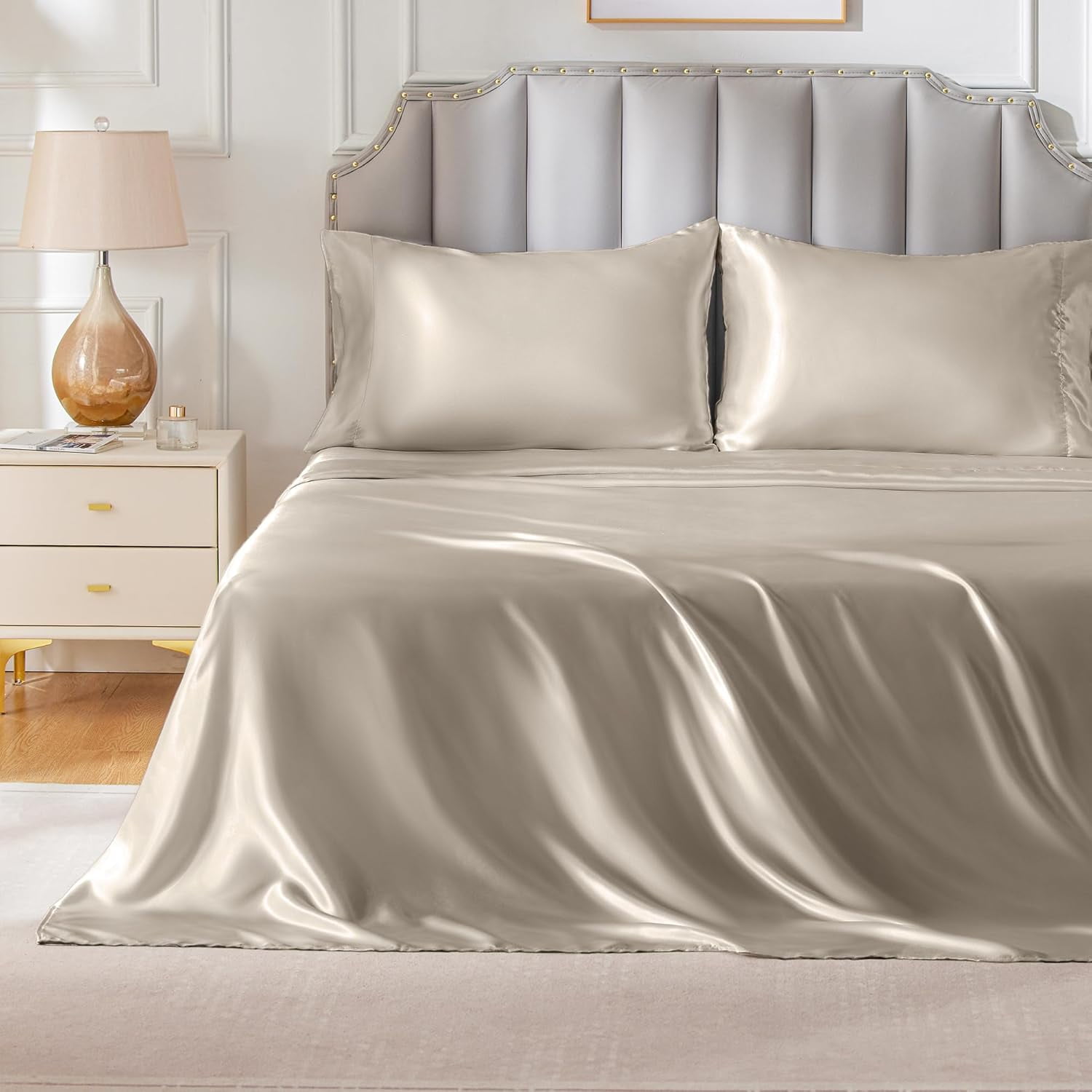 CUDUCA-Satin Sheets Twin XL Size, Silky Soft Satin Bed Sheets, 3 Psc ...