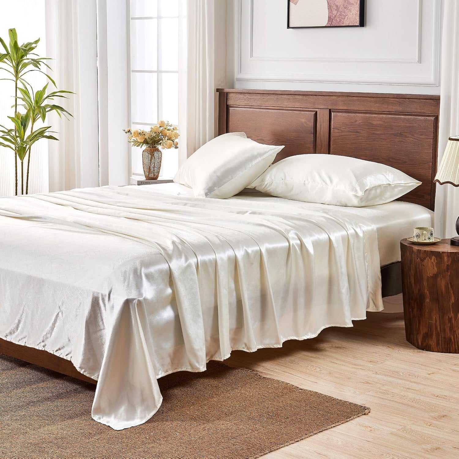 CUDUCA-Silky Satin Sheets Twin Size - 3-Piece Soft Embossed Bed Sheet ...