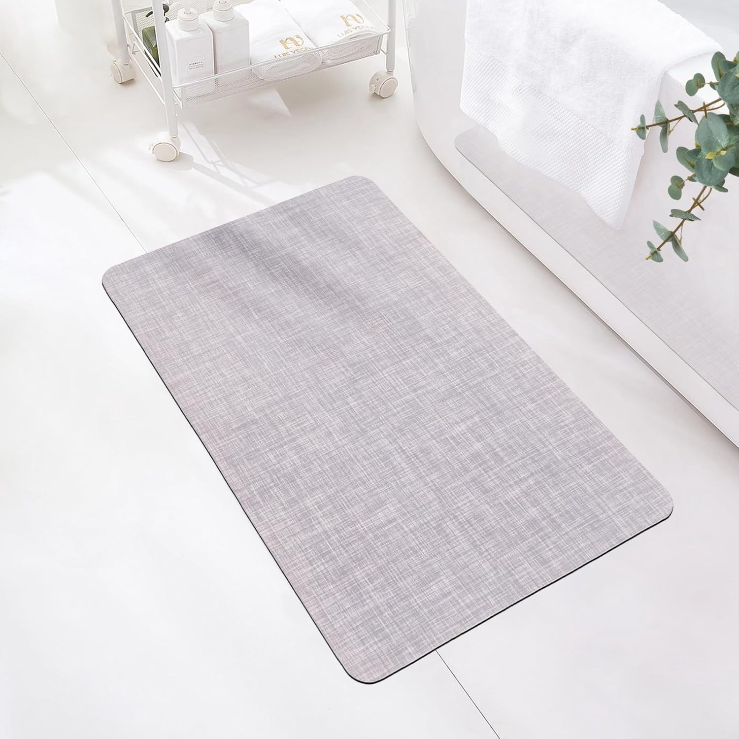 CUDUCA-Textured Rubber Bath Mat Gray 20 * 32 Quick Dry Bathroom Mat Non ...