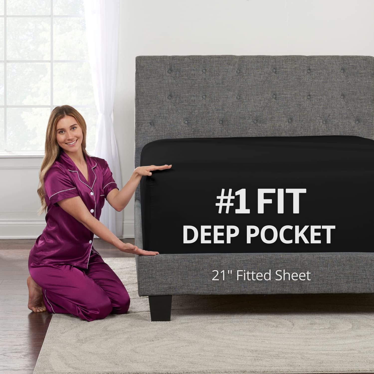 CUDUCA-Twin Deep Pocket Fitted Sheet 21' Twin Size Perfectly Fits 17'23 ...