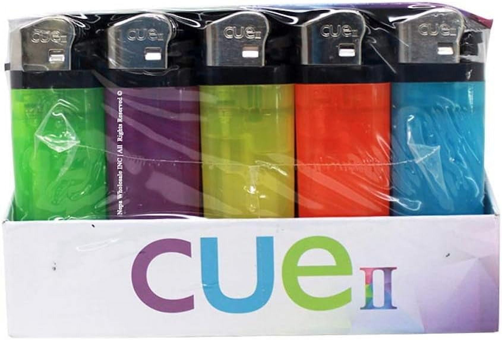 CUE II Classic Lighters, Assorted Colors, Regular Size, 50-Count Tray ...