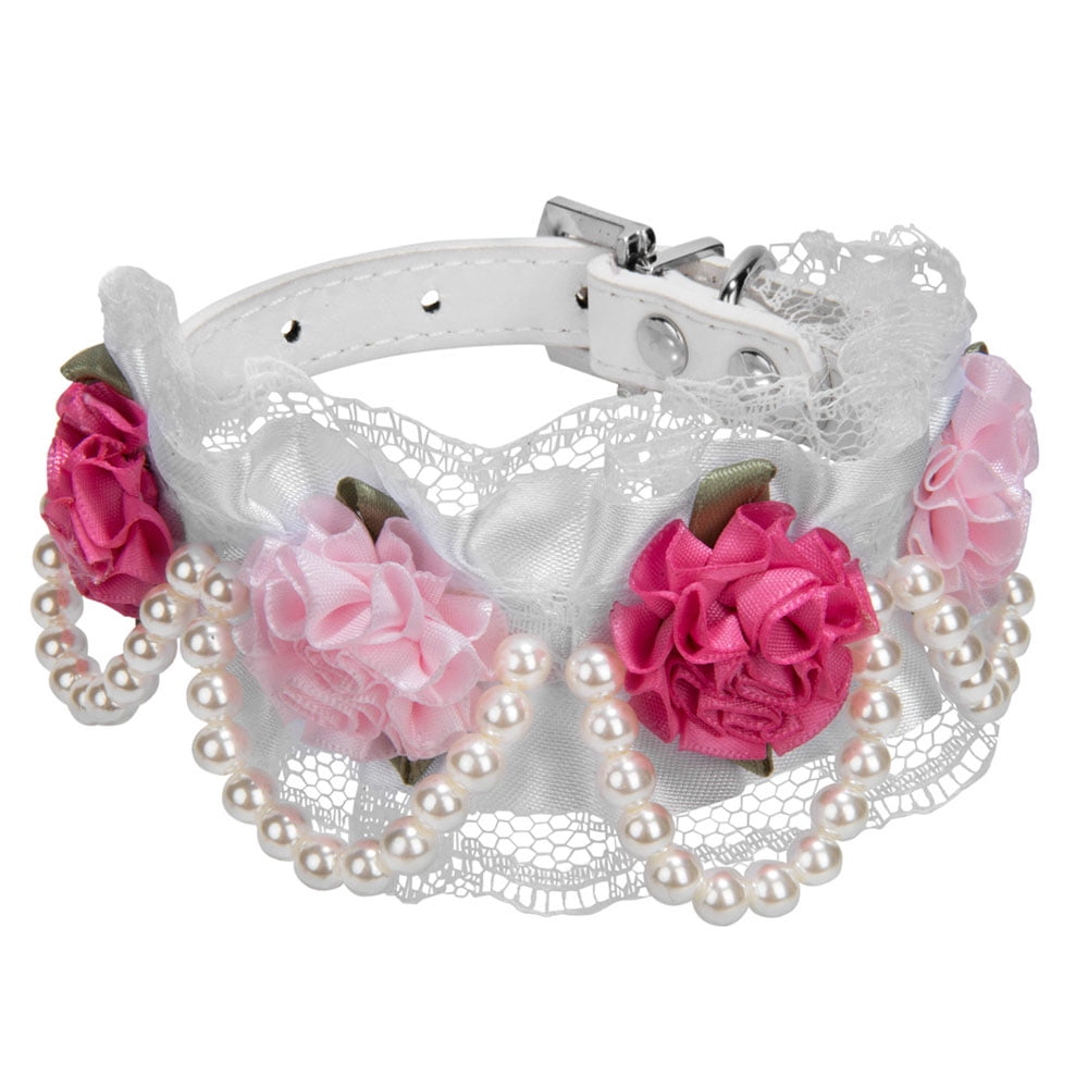 CUECUEPET Embellished Rose Adjustable Dog Collar for Small to Medium ...