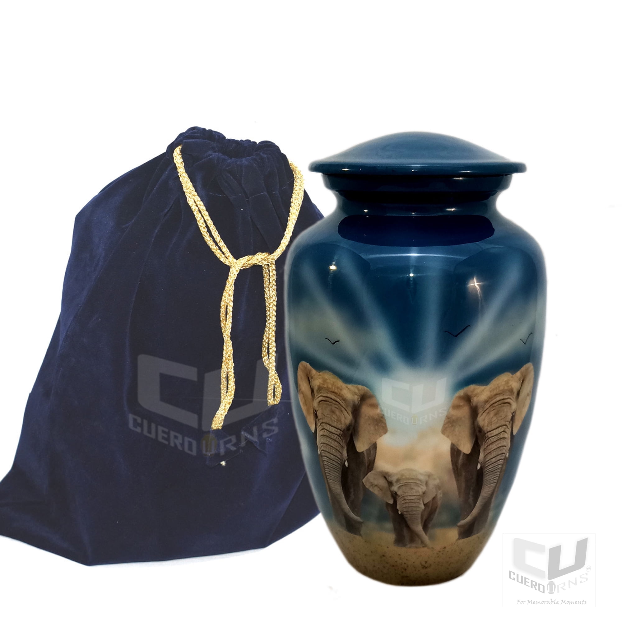 CUERO URNS - Beautiful Elephant Family Cremation Urn for Adult Human ...