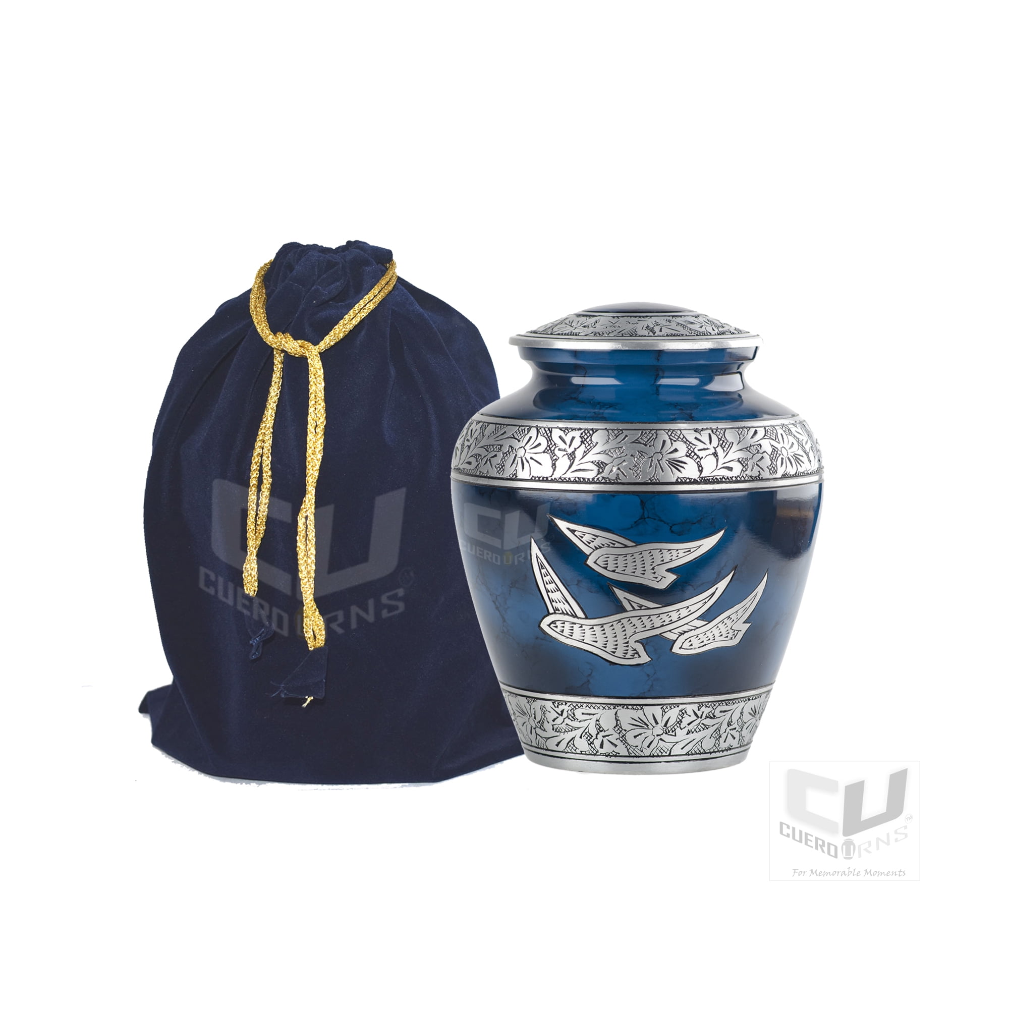CUERO URNS – Beautiful Engraving Eagle with Blue Fire Cremation Urn for ...