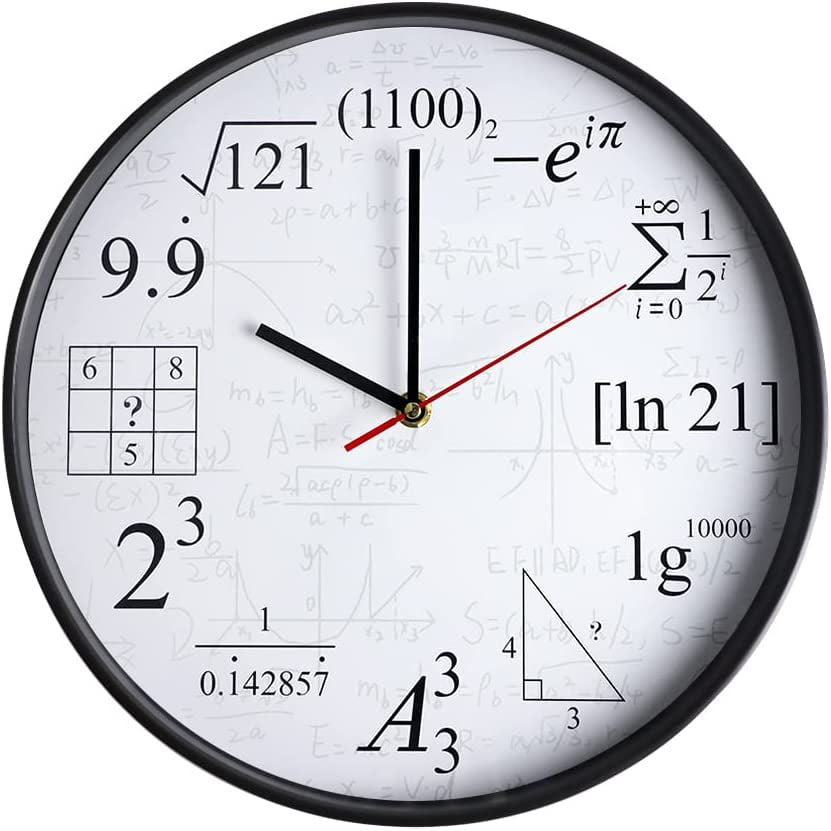 CUGBO 12 Inch Math Wall Clock Mathematical Equations,Silent Non Ticking ...
