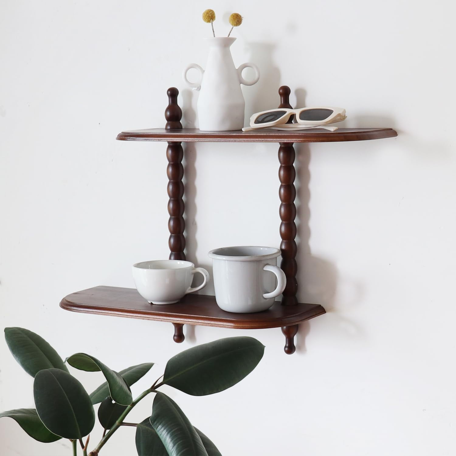 CUGVIHBIUP 2-Tier Wall Mounted Floating Shelf with Two Roman Column ...