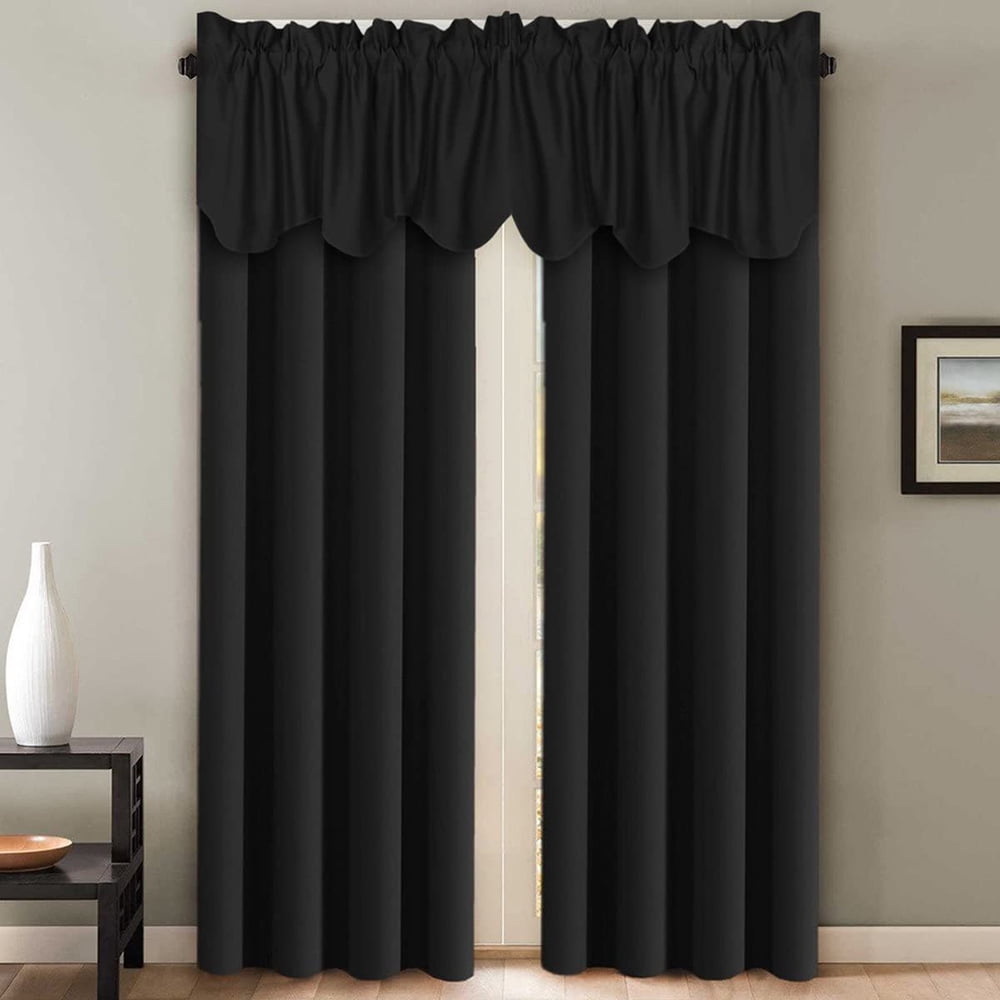 CUH 2 Panels Luxury Thermal Insulated Valance Window Living Room Drapes ...