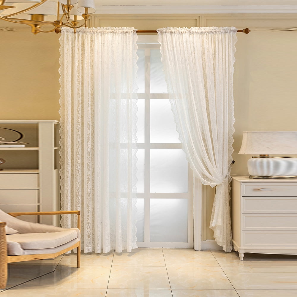 CUH Embroidered Treatments Curtains Linen Textured Bedroom Panel Drapes ...