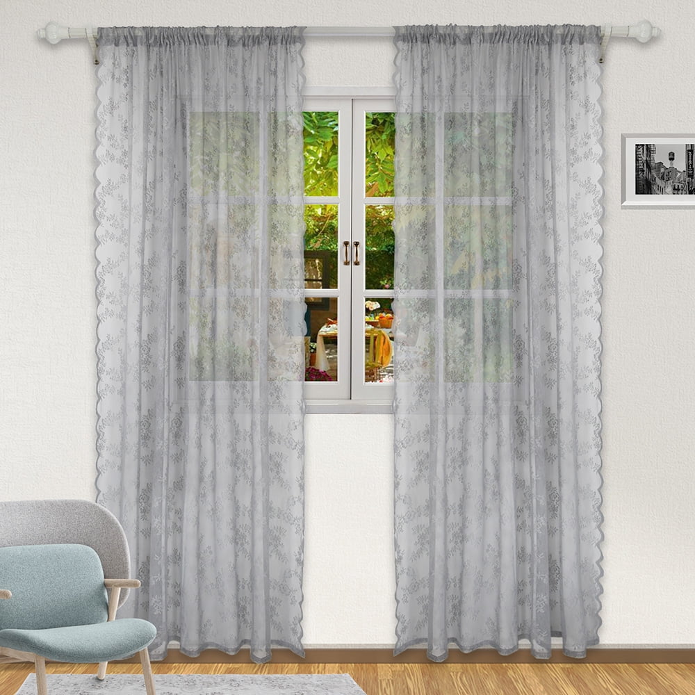 CUH Floral Lace Solid Treatments Drapes Modern Living Room Rod Pocket ...