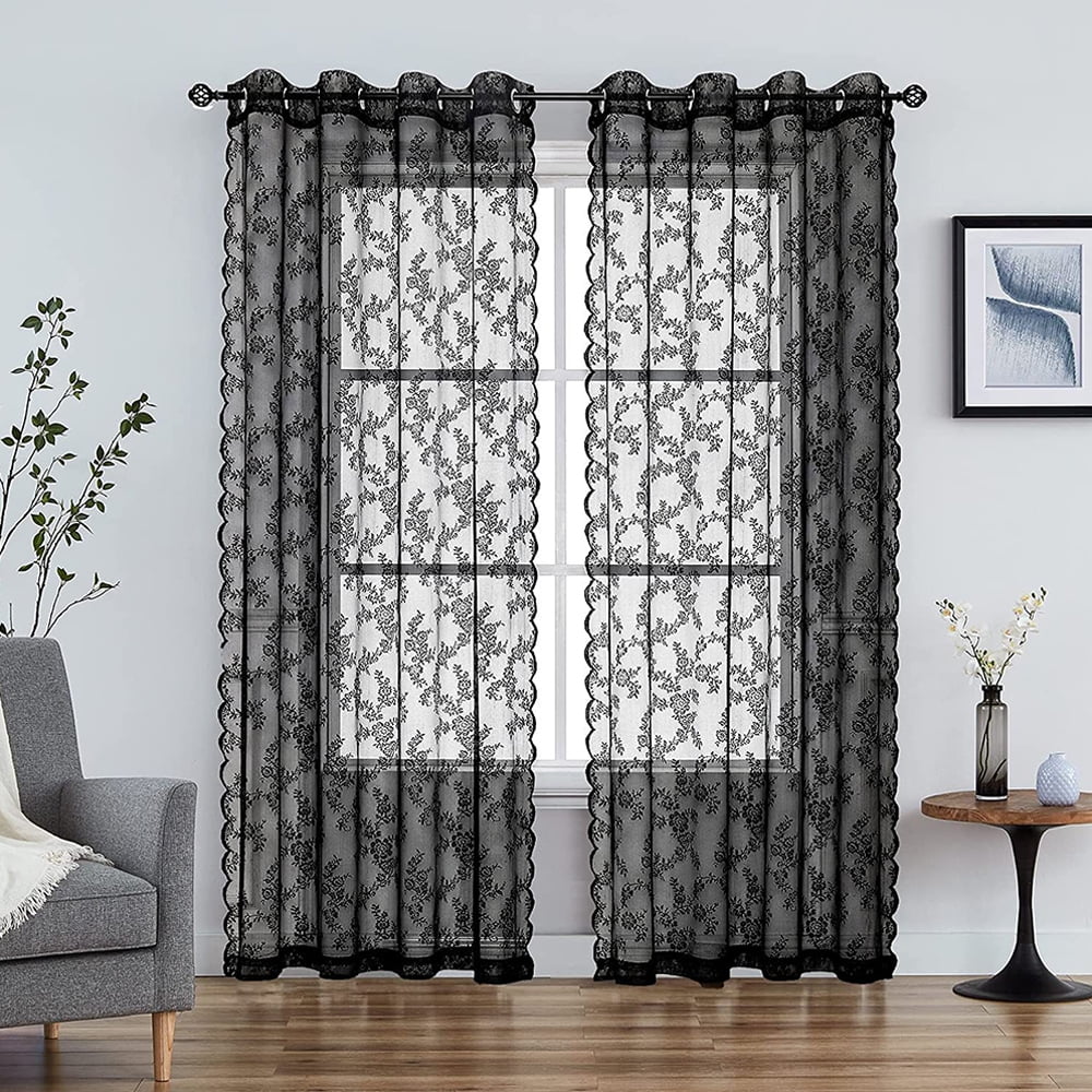 CUH Single Curtain Panel Grommet Voile Window Curtain Eyelet Ring Top ...
