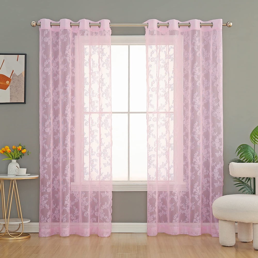 CUH Single Curtain Panel Grommet Voile Window Curtain Eyelet Ring Top ...