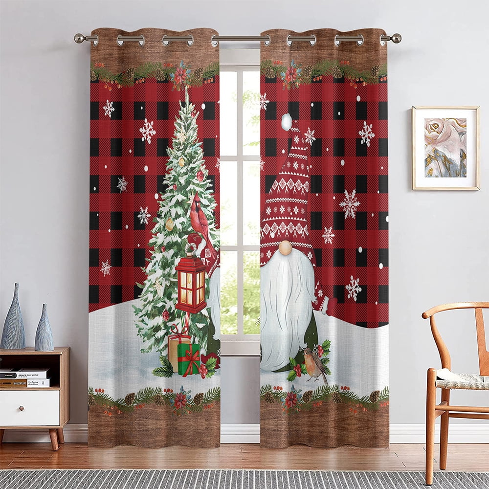 CUH Xmas Bedroom Blackout Window Treatments Grommet Window Curtain ...