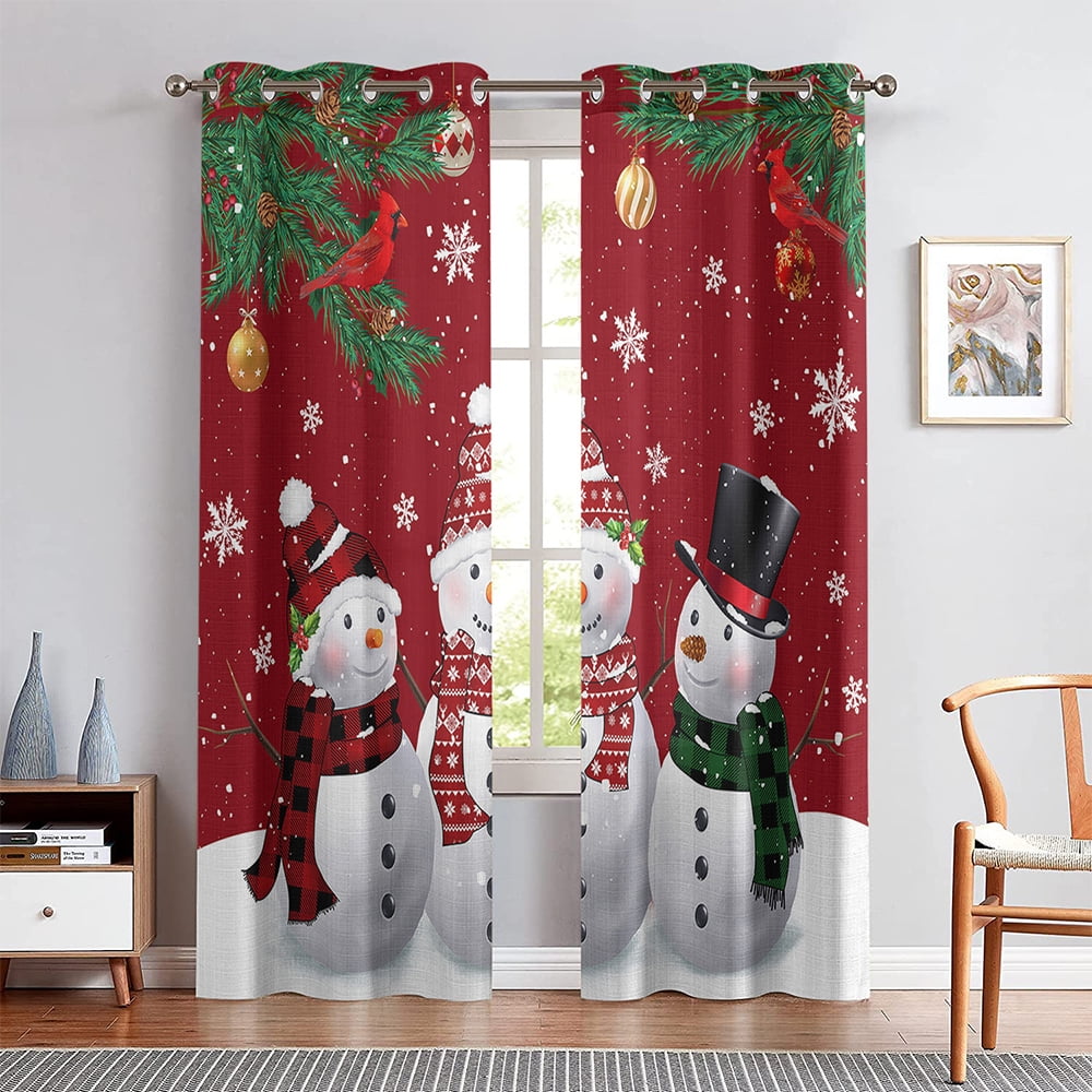 CUH Xmas Grommet Room Darkening Curtain Blackout Window Curtain Thermal ...