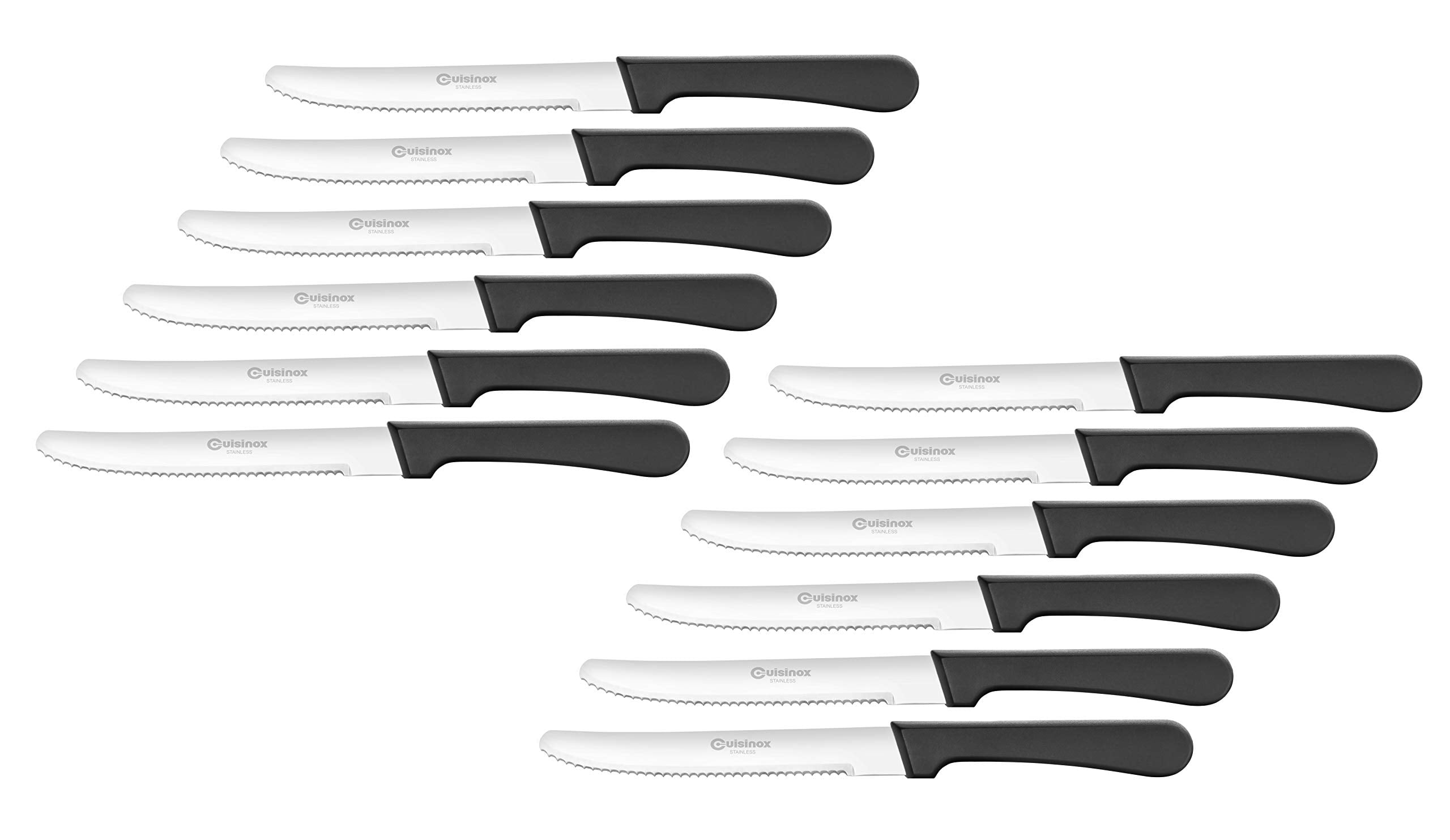 Cuisinox Black Handle Stainless Steel Steak Knives, Set of 12 - Walmart.com