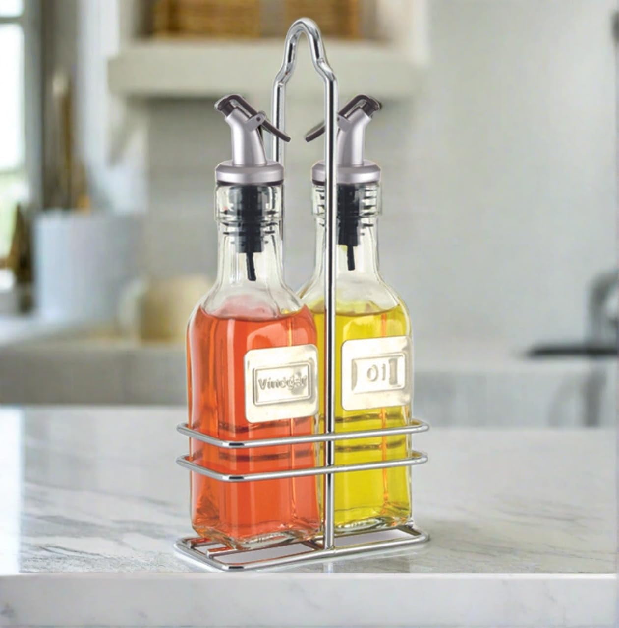 CUISINOX Cruet Oil and Vinegar Bottles Set with Dripless Spouts and ...