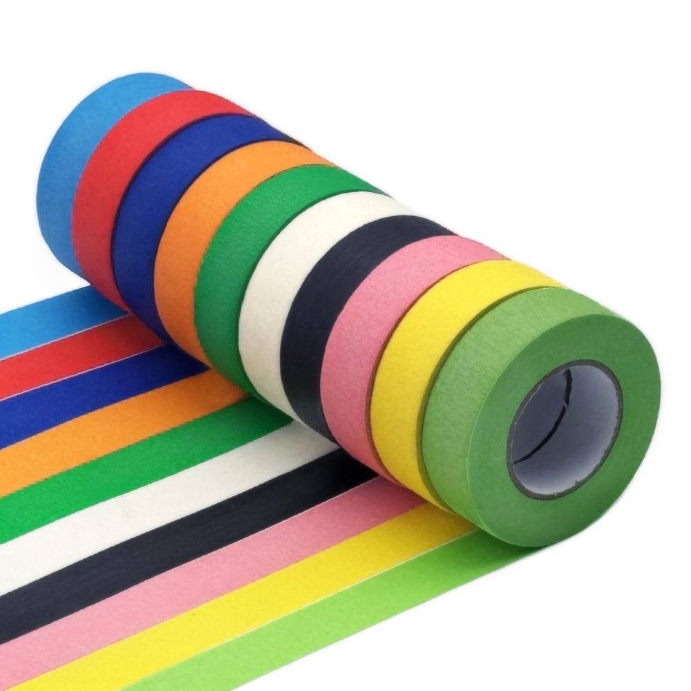 CUITING 10 Rolls Colored Masking Tape Set Art Craft DIY Tapes 1 inch x ...