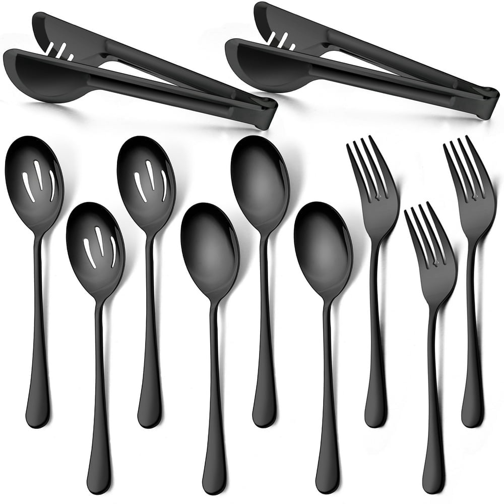 CUITING 11 Pieces Serving Utensils Set Stainless Steel Black Hostess ...